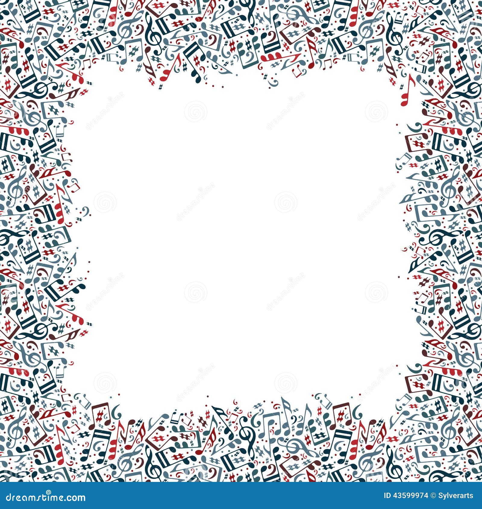 Vintage Musical Frame with Colorful Notes. Stock Vector - Illustration ...