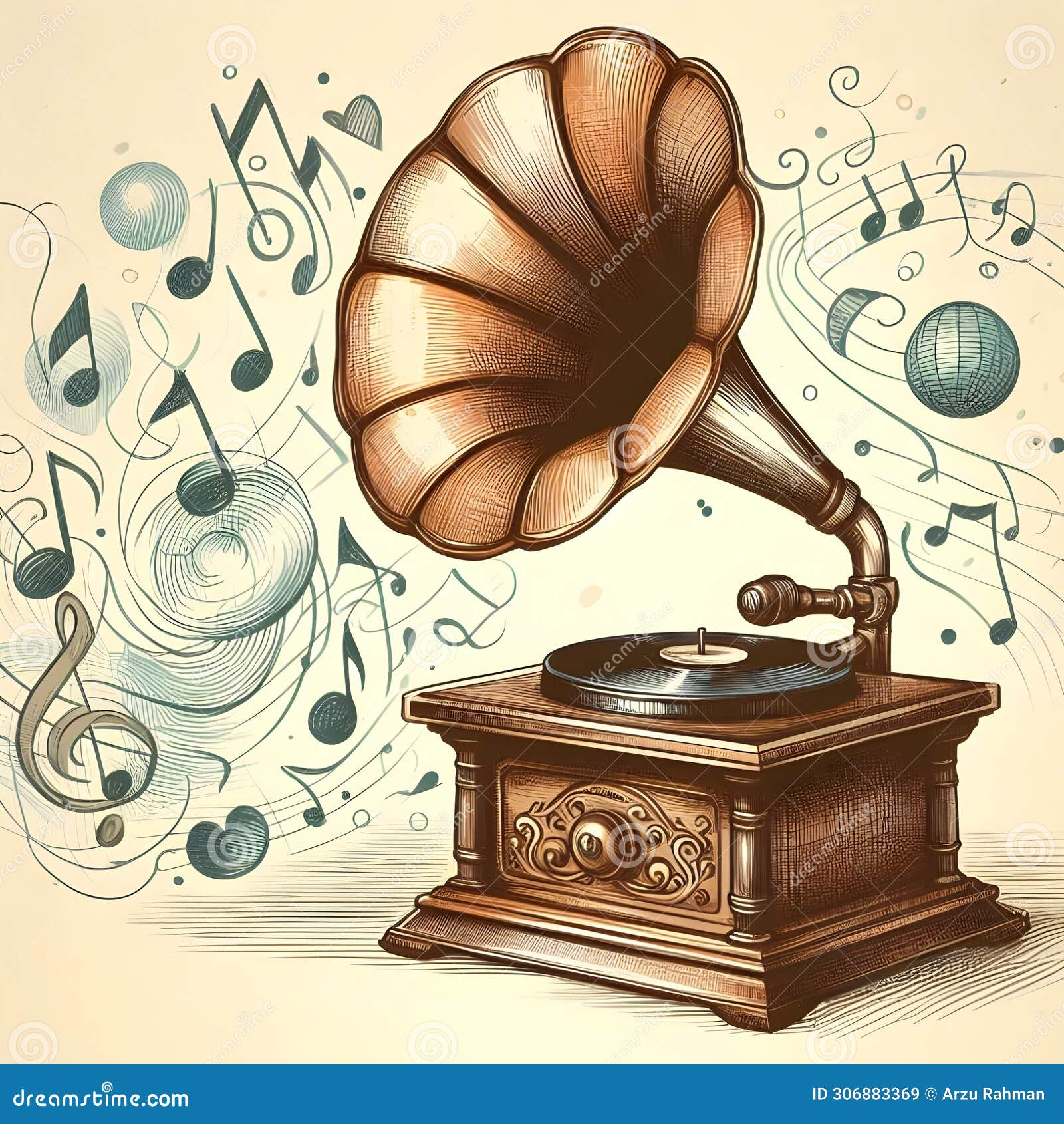 Vintage Musical Instruments Stock Illustration - Illustration of ...