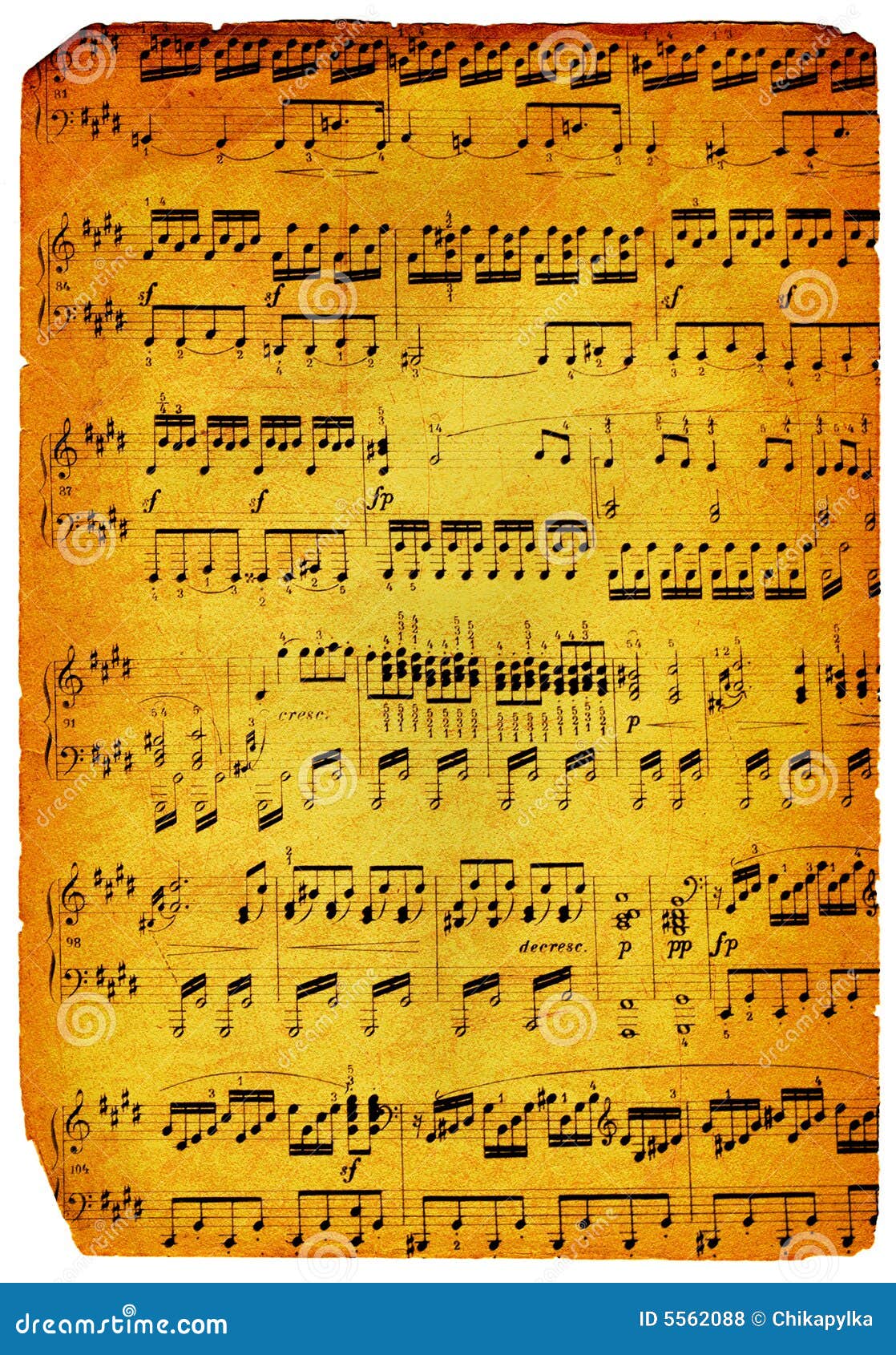 Vintage Musical Pages Picture. Image: 5562088