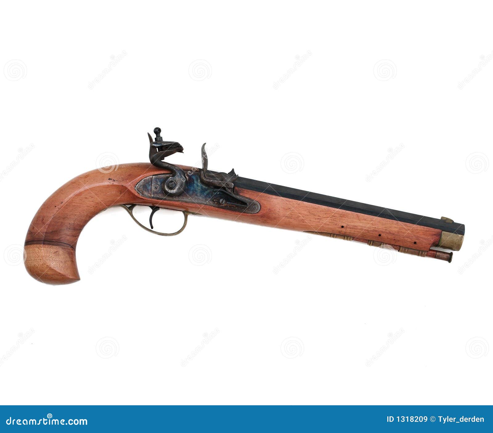 Vintage Musket With A Wooden Butt Closeup Lying On The Table Stock ...