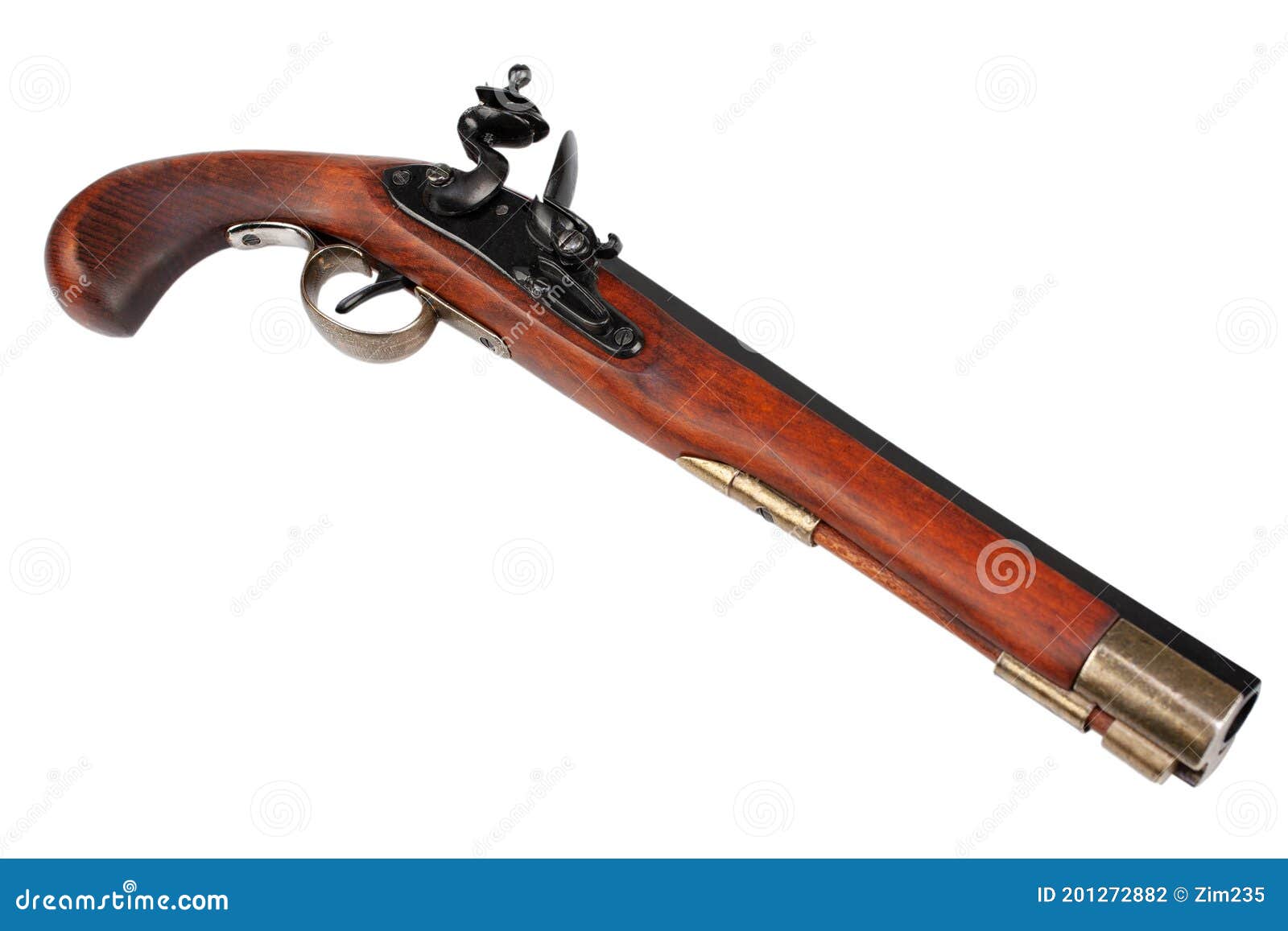 Vintage Muzzleloader Flintlock Pistol Stock Photo - Image of horizontal ...