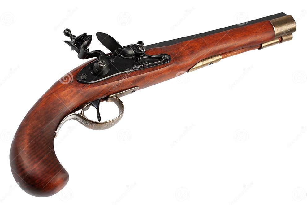 Vintage Muzzleloader Flintlock Pistol Stock Image - Image of caliber ...