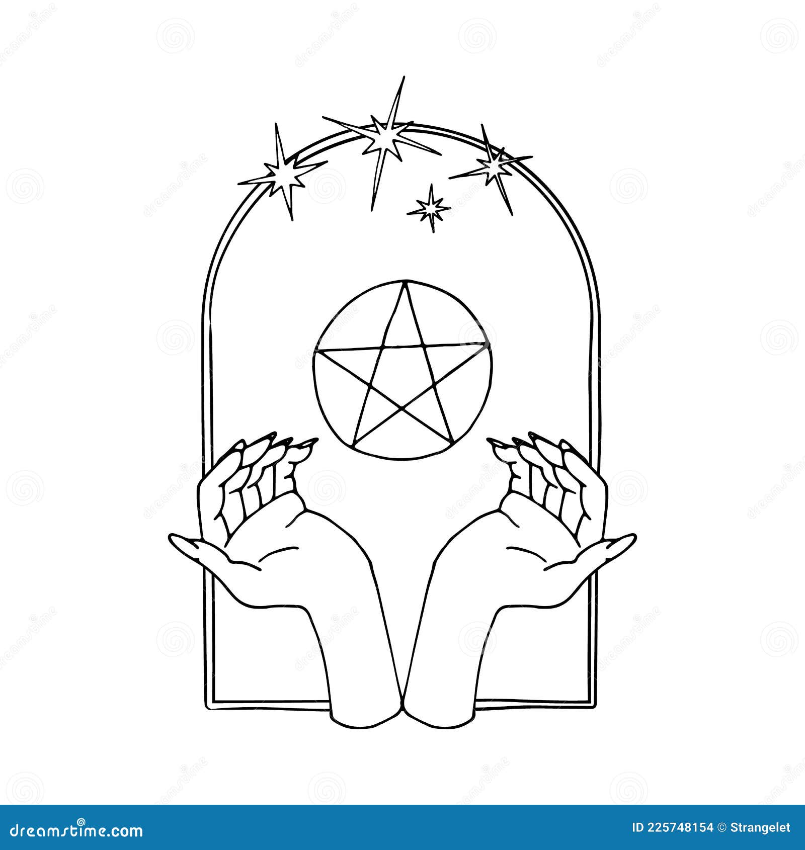 Vintage Mystic Hands and 5 Rays Star Inside Arch Stock Vector ...