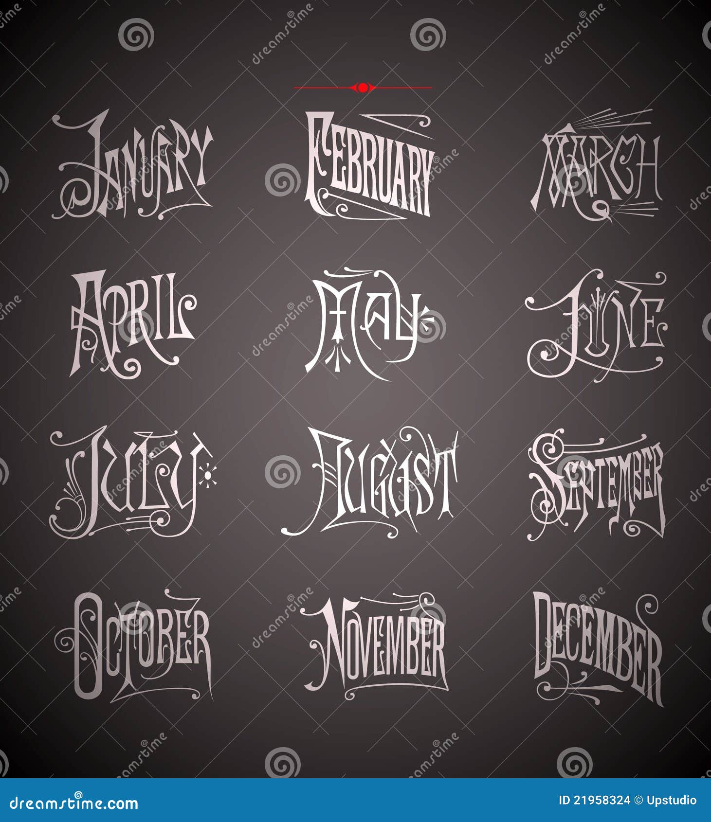 Vintage names of months stock vector. Illustration of invitation - 21958324