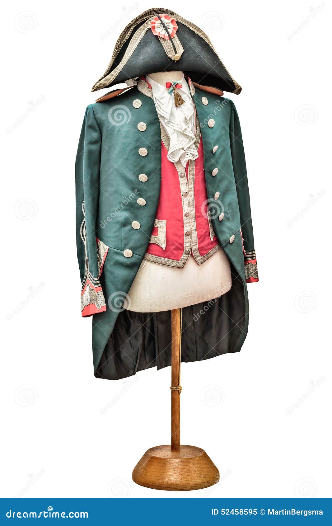 Vintage Napoleon Costume Isolated on White Stock Image - Image of ...