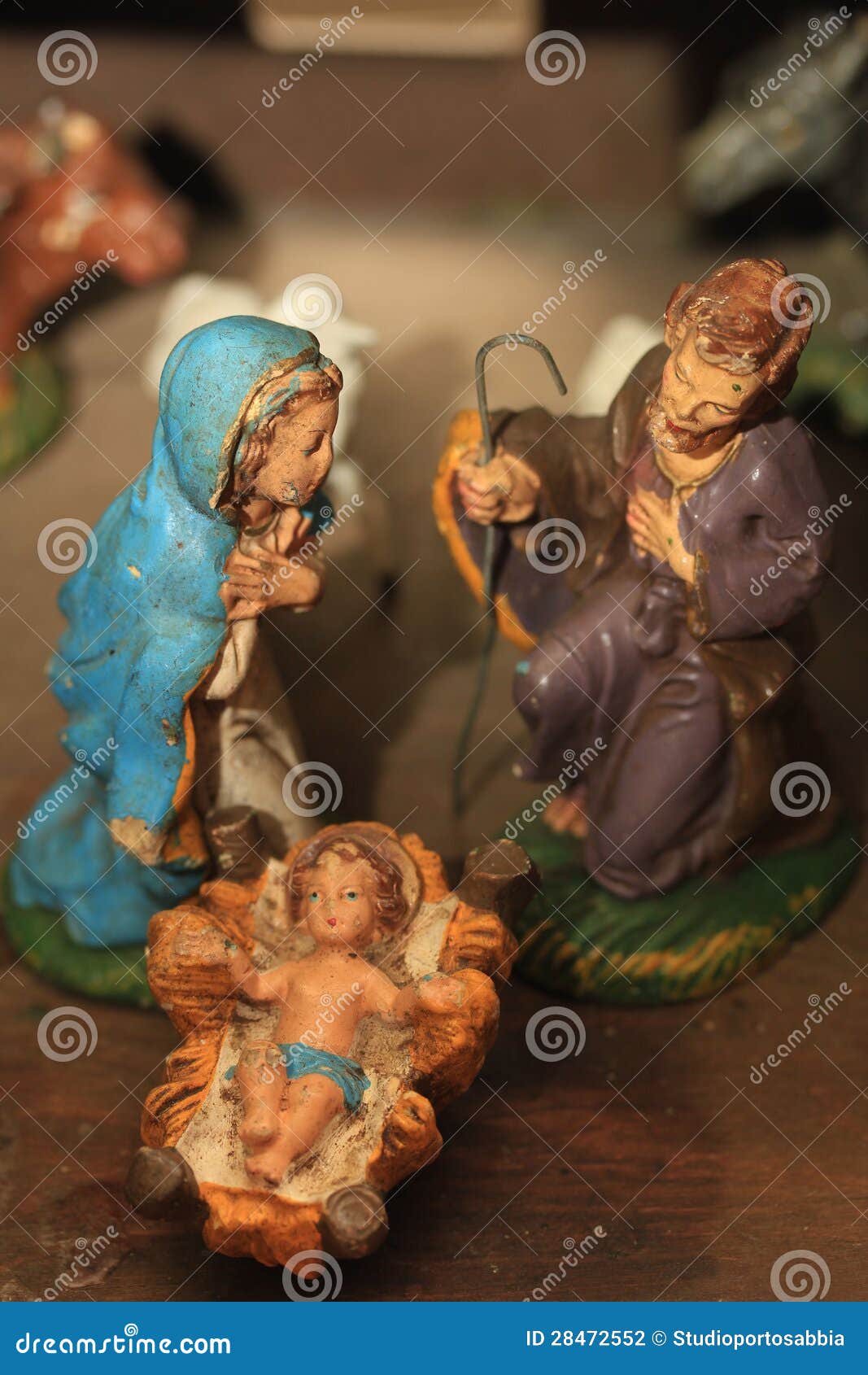 Vintage Nativity Scene Figurines Stock Photo - Image of christmas, crib ...