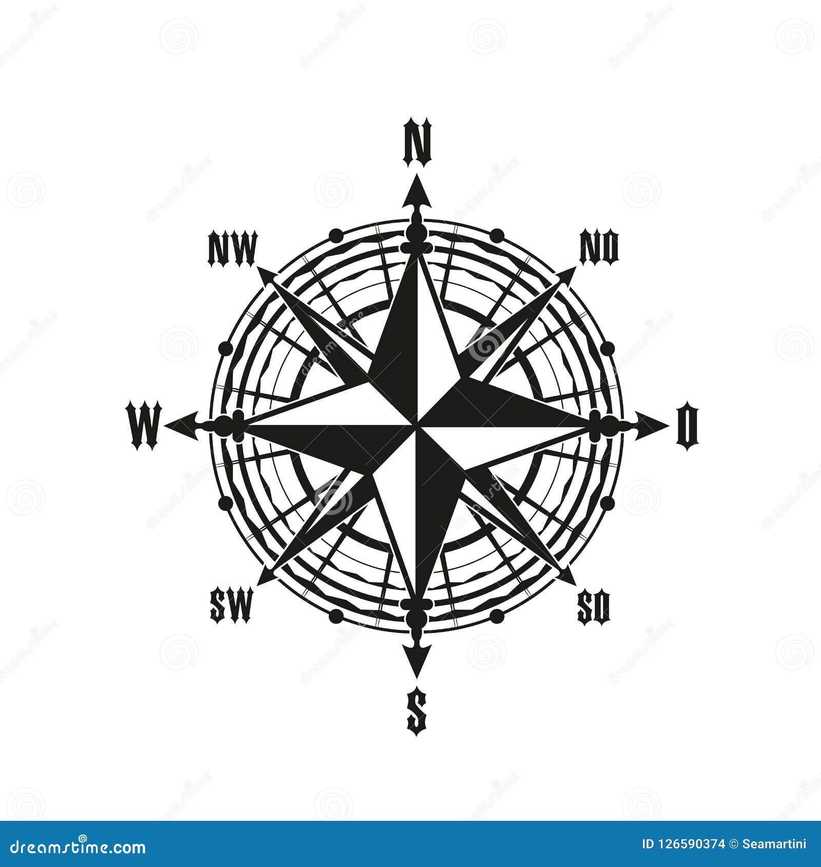 Vintage Navigation Compass Vector Icon Stock Vector - Illustration of ...