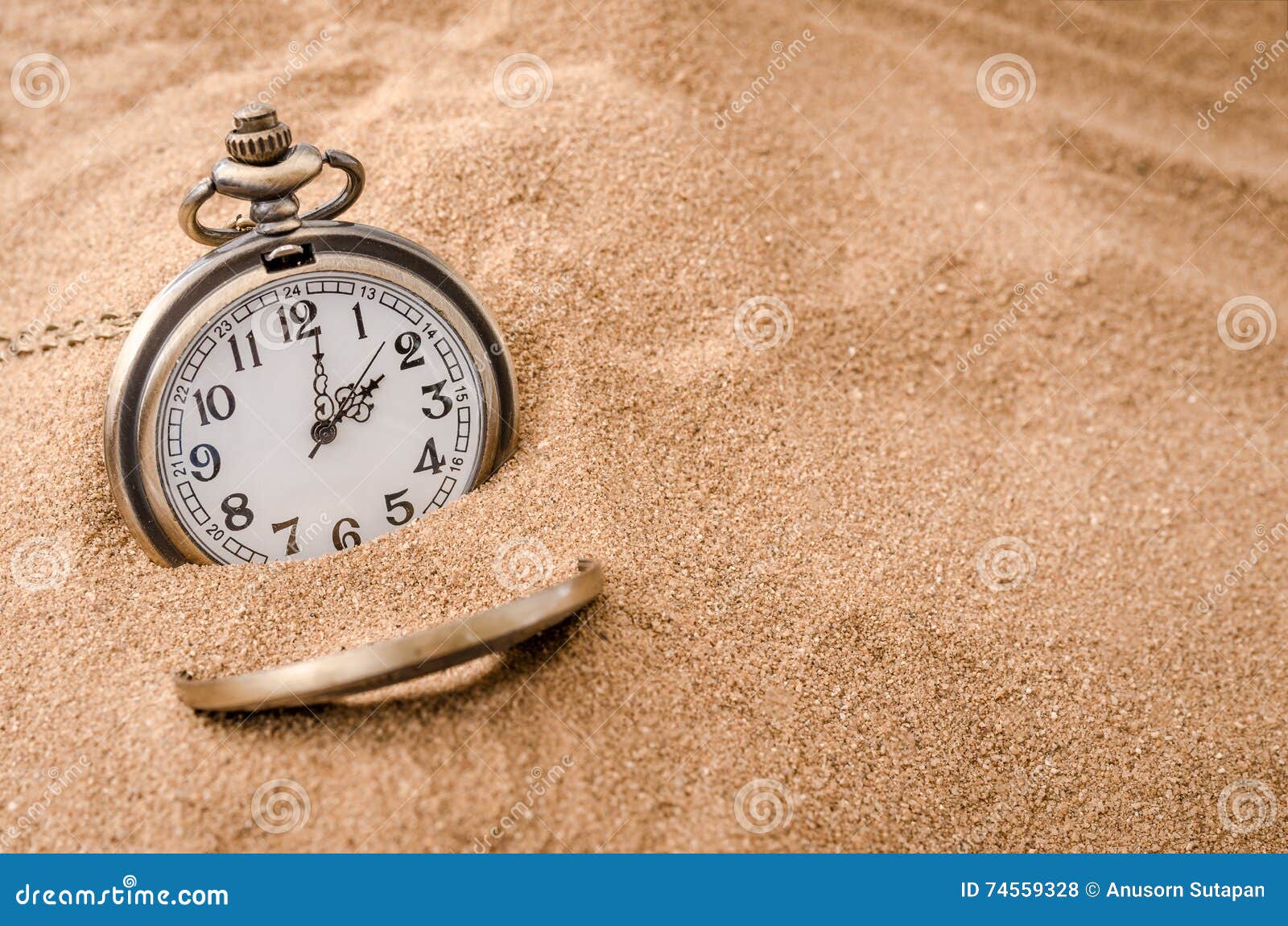 Vintage Necklace Watch on the Sand Beach Stock Photo - Image of ...