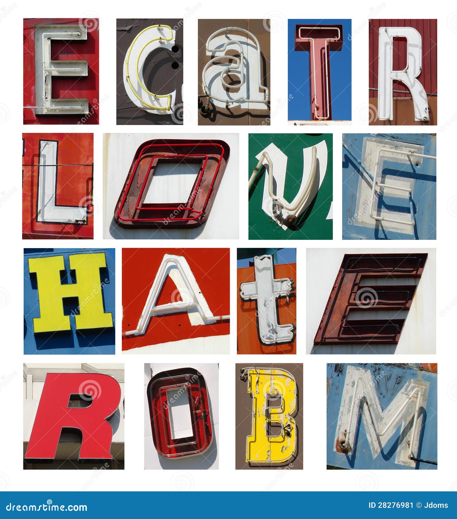 Vintage Neon Letters Collection Stock Image - Image of decorative ...