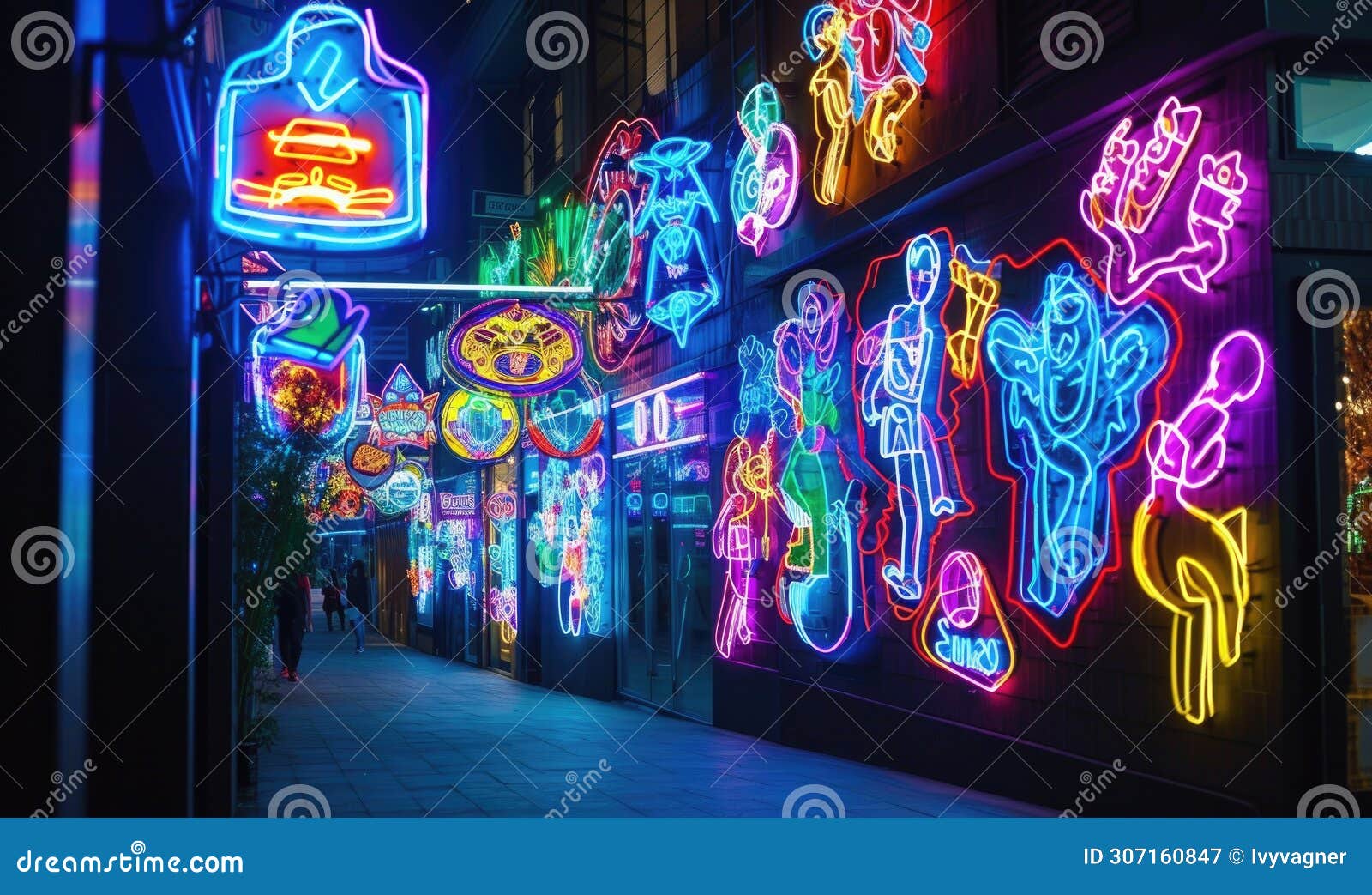 Vintage Neon Signboard at Night in the City Stock Image - Image of ...