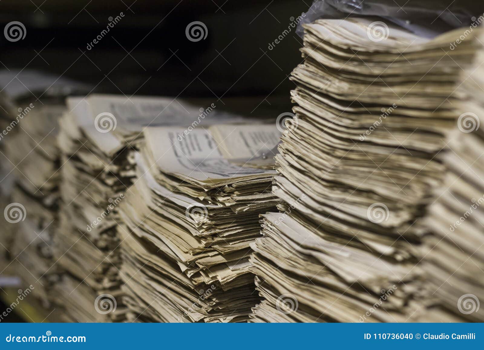 Vintage Newspaper Archive Stack Stock Photo - Image of journalism ...