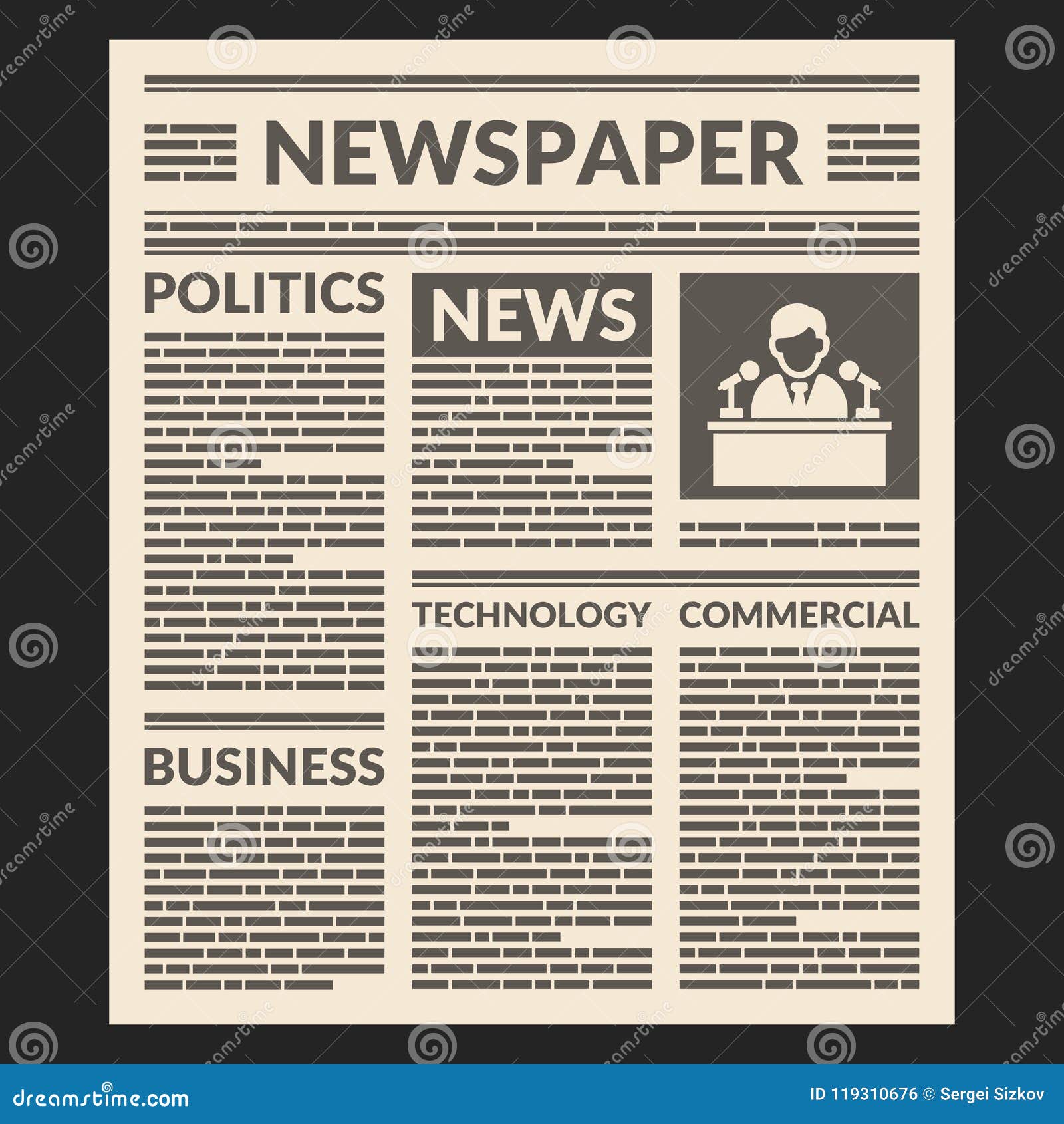 Vintage Newspaper Template. Vector Stock Vector - Illustration of ...