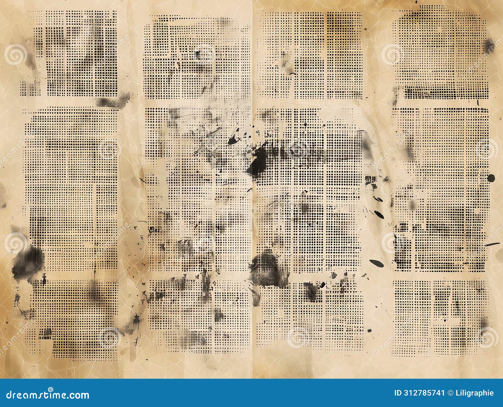 Vintage Newspaper Texture with Dotted Halftone Pattern and Distressed ...