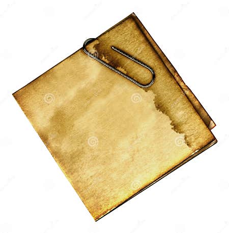 Stained Folded Note with Paperclip Stock Photo - Image of texture ...