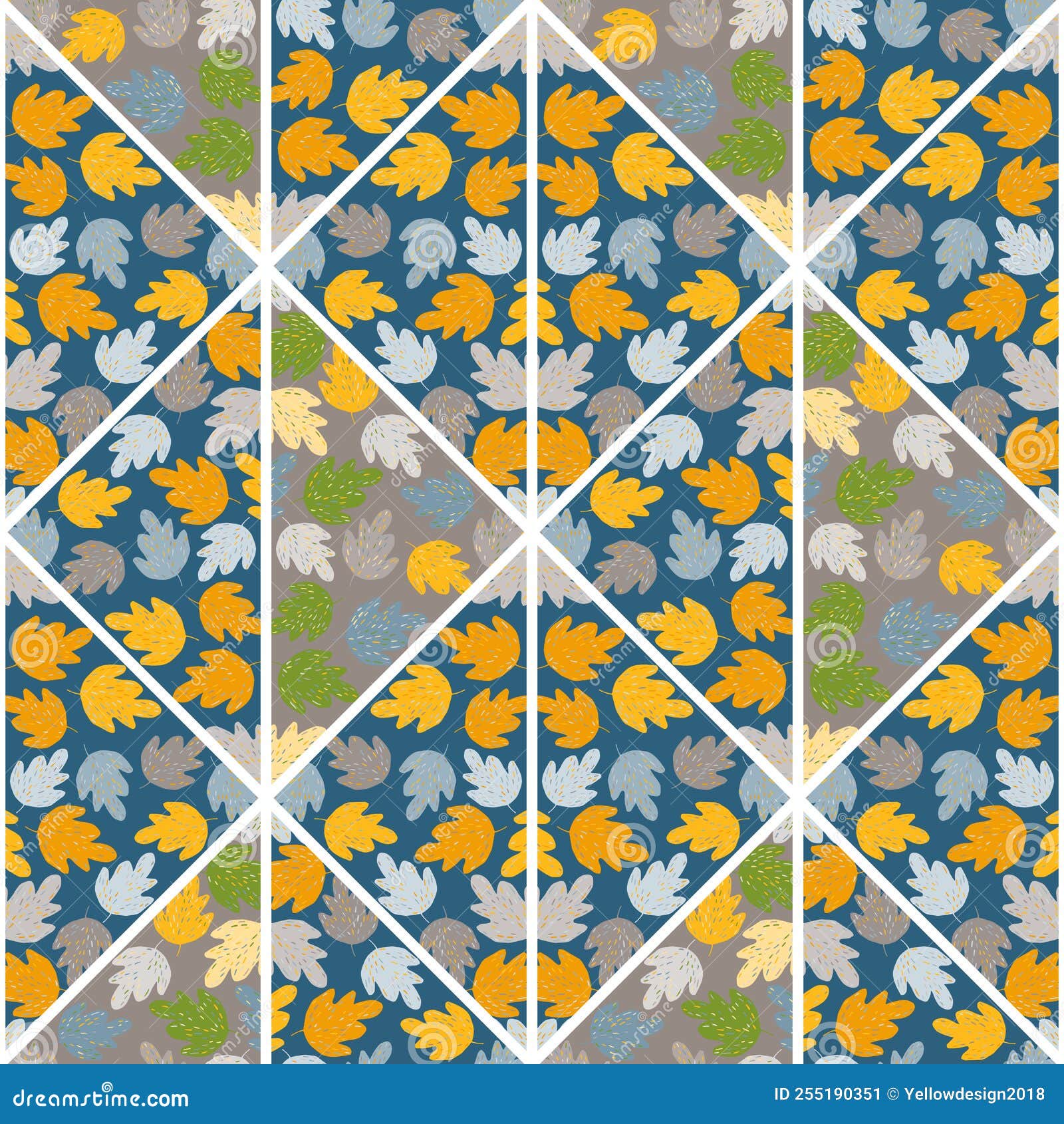 Vintage Oak Mosaic Seamless Pattern. Maple Foliage Endless Wallpaper ...