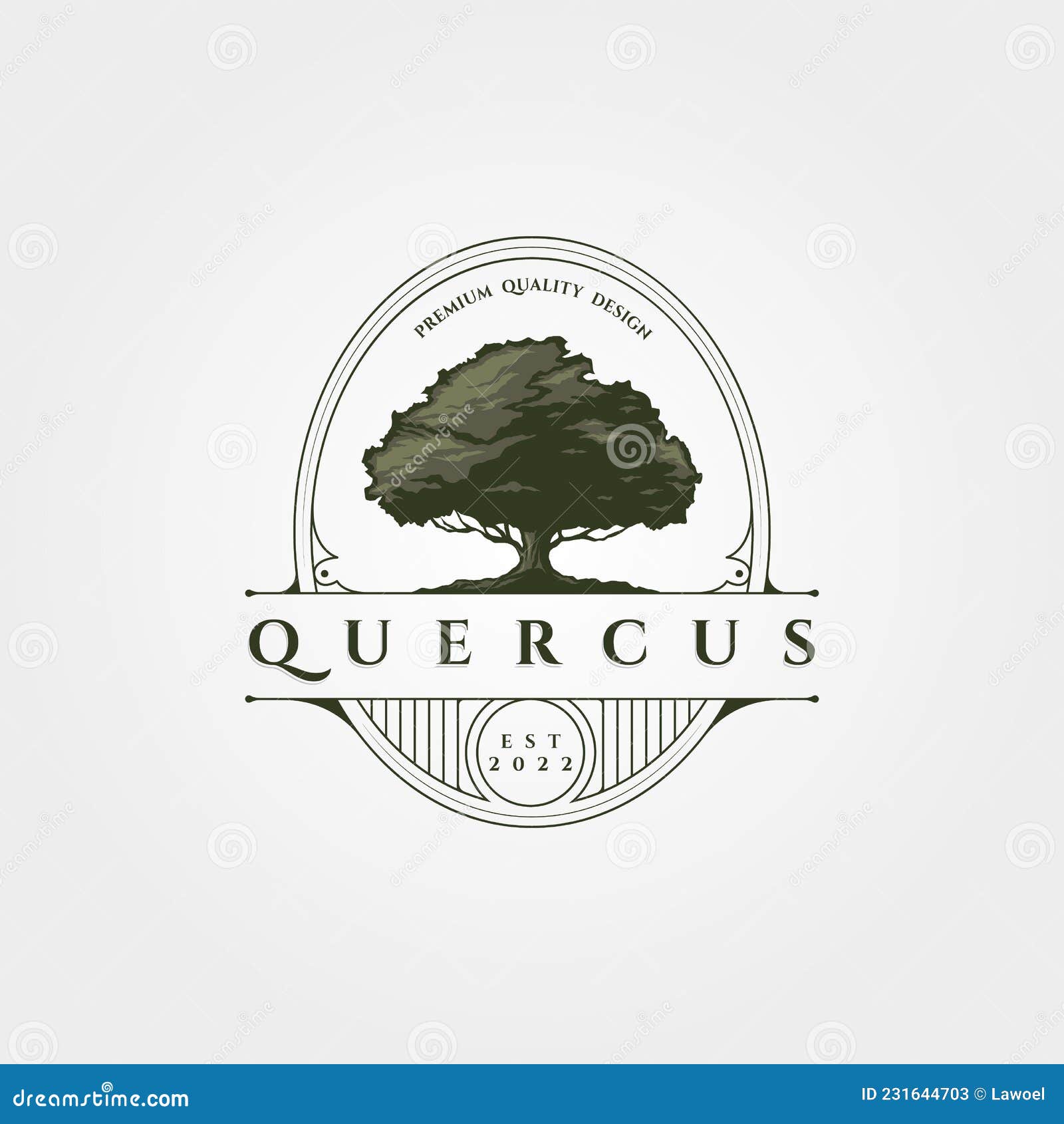 Vintage Oak Tree Logo Vector Badge Illustration Design, Vintage Tree ...