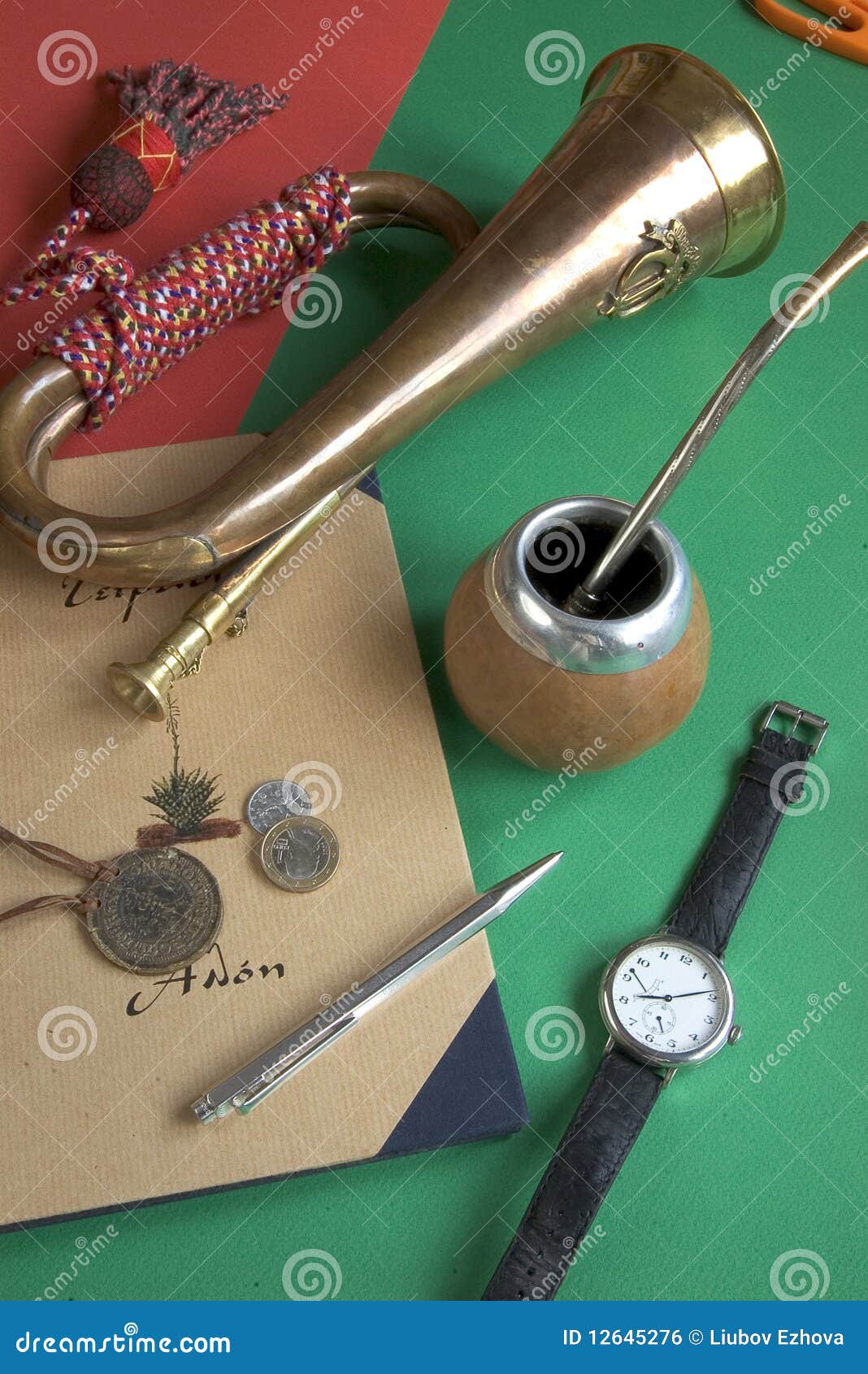 Vintage objects stock photo. Image of meal, handle, book - 12645276