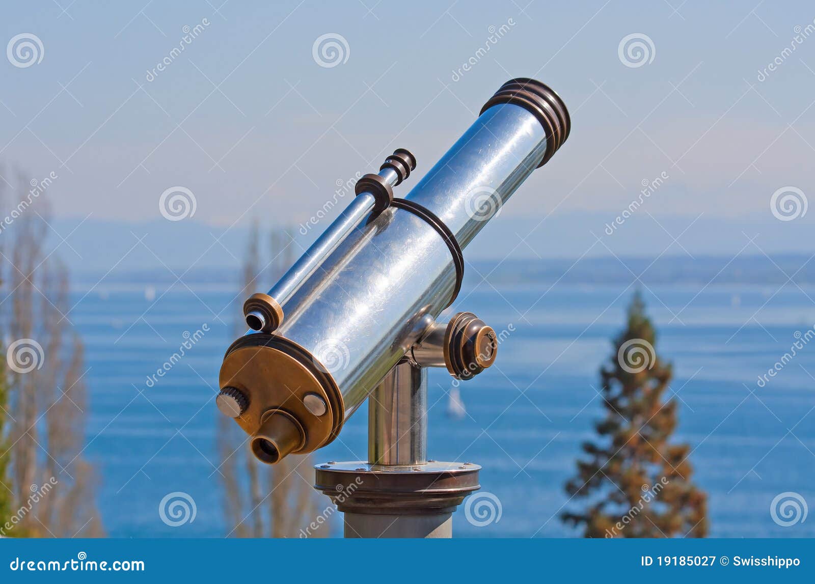 Vintage Observation Telescope Stock Image - Image of looking ...