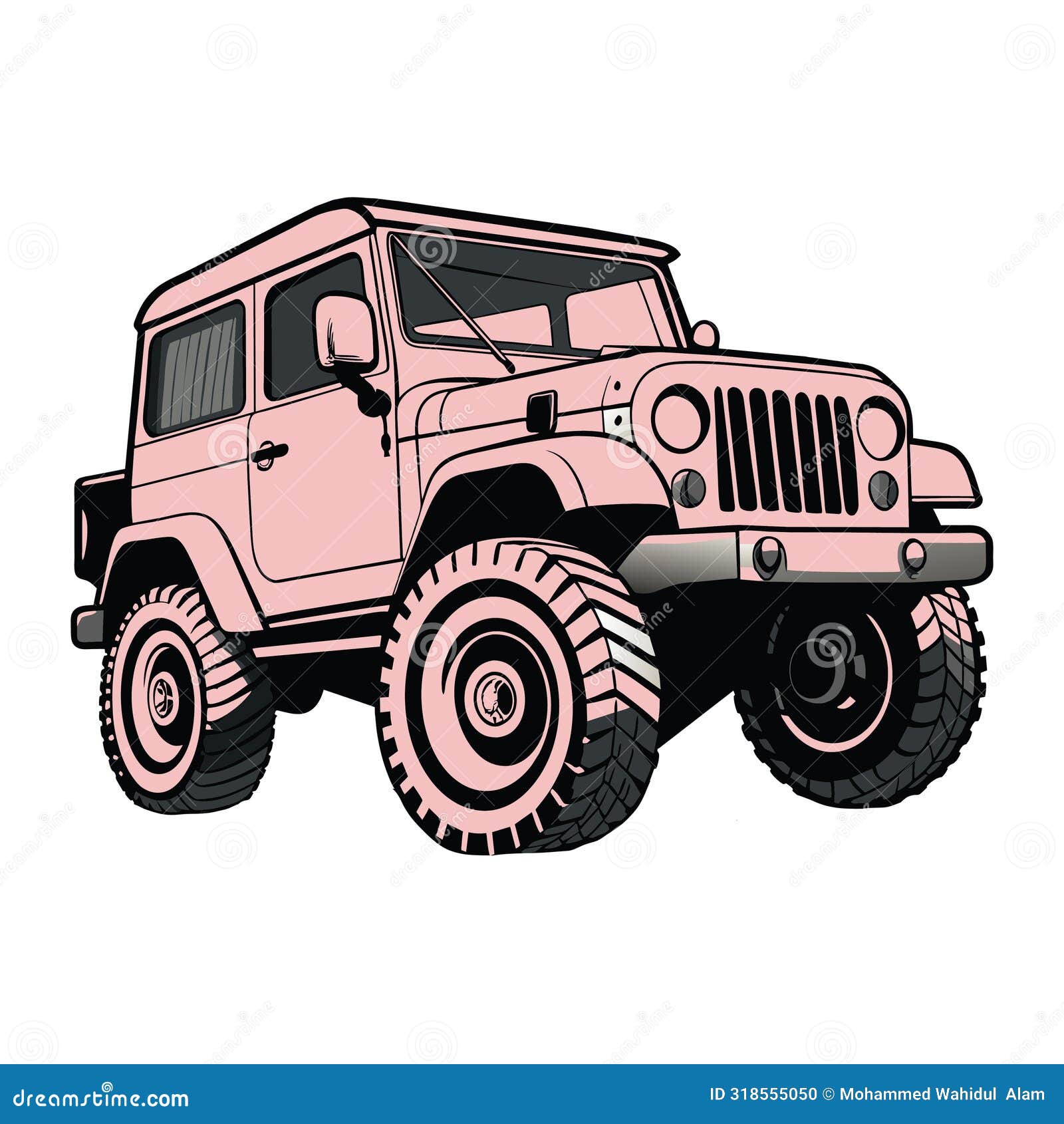 Vintage--off-roading-jeep Vector Illustration File. Stock Vector ...