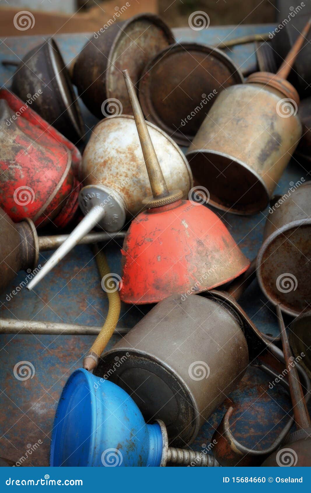 Vintage Oil Cans stock photo. Image of grouping, life - 15684660