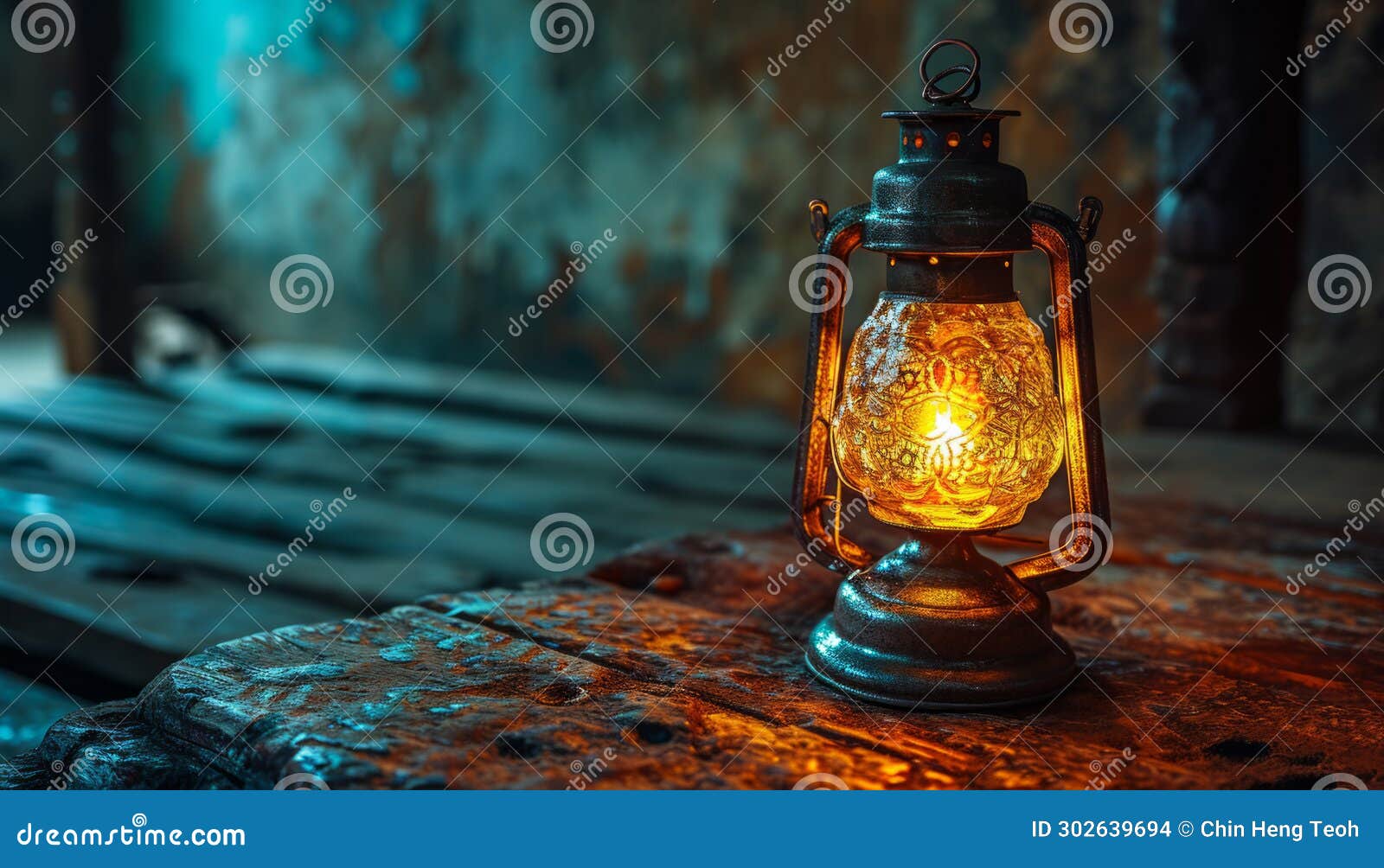 Vintage Oil Lamp on the Background of the Old Rusty Wall Stock Photo ...