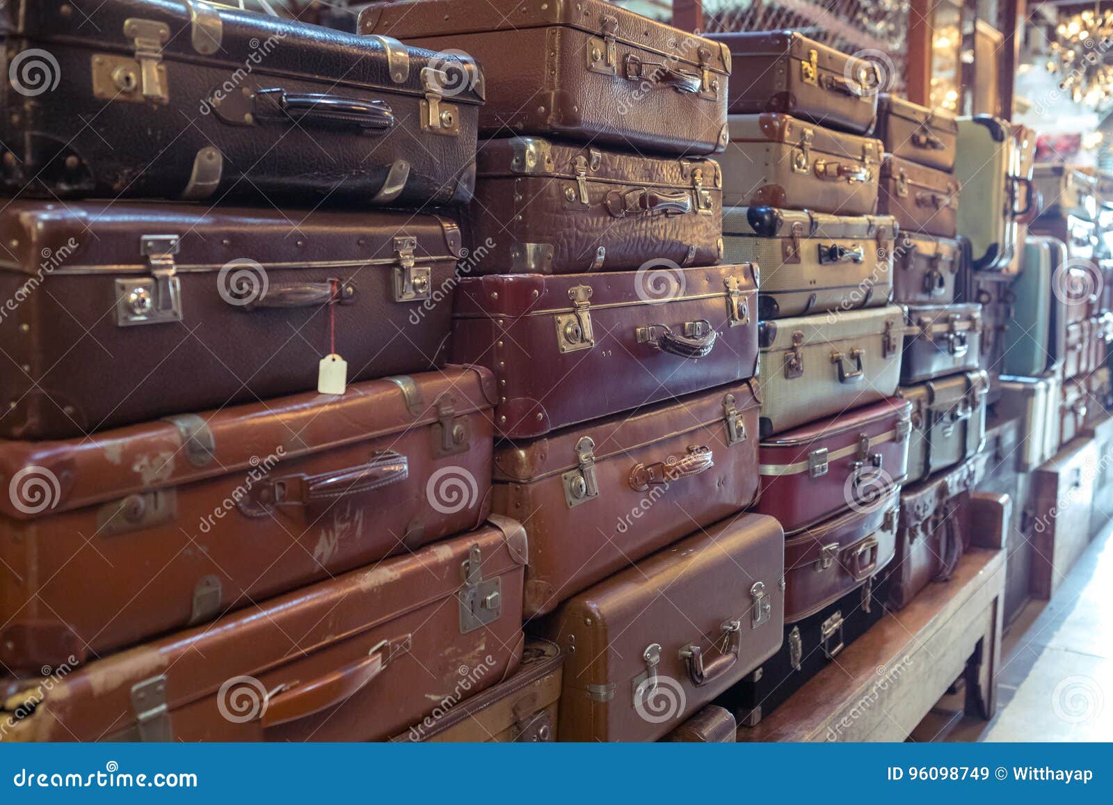 Vintage Old Battered Leather Suitcases Stock Image - Image of bags ...