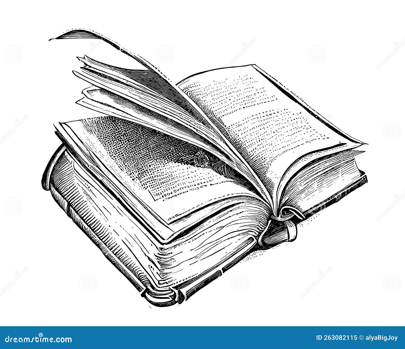 Vintage Old Book Open Engraved Sketch Hand Drawn Stock Vector ...