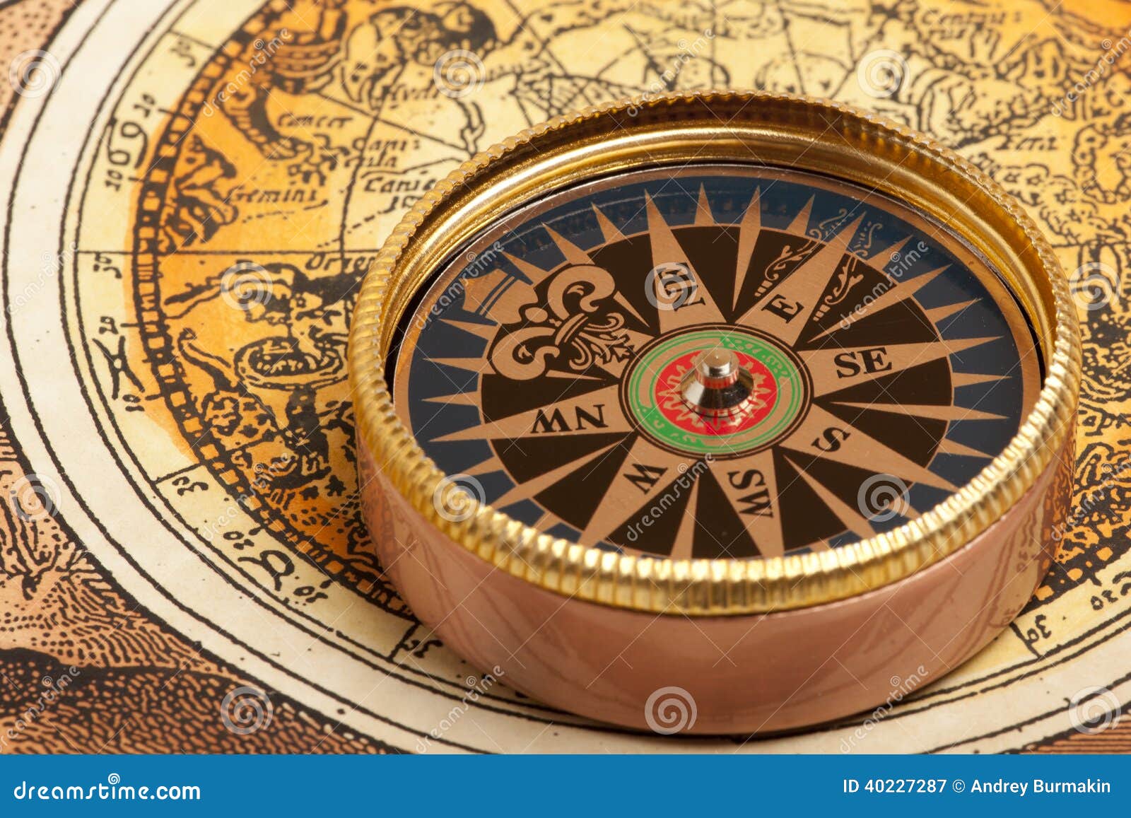 Vintage old compass stock image. Image of geography, canvas - 40227287