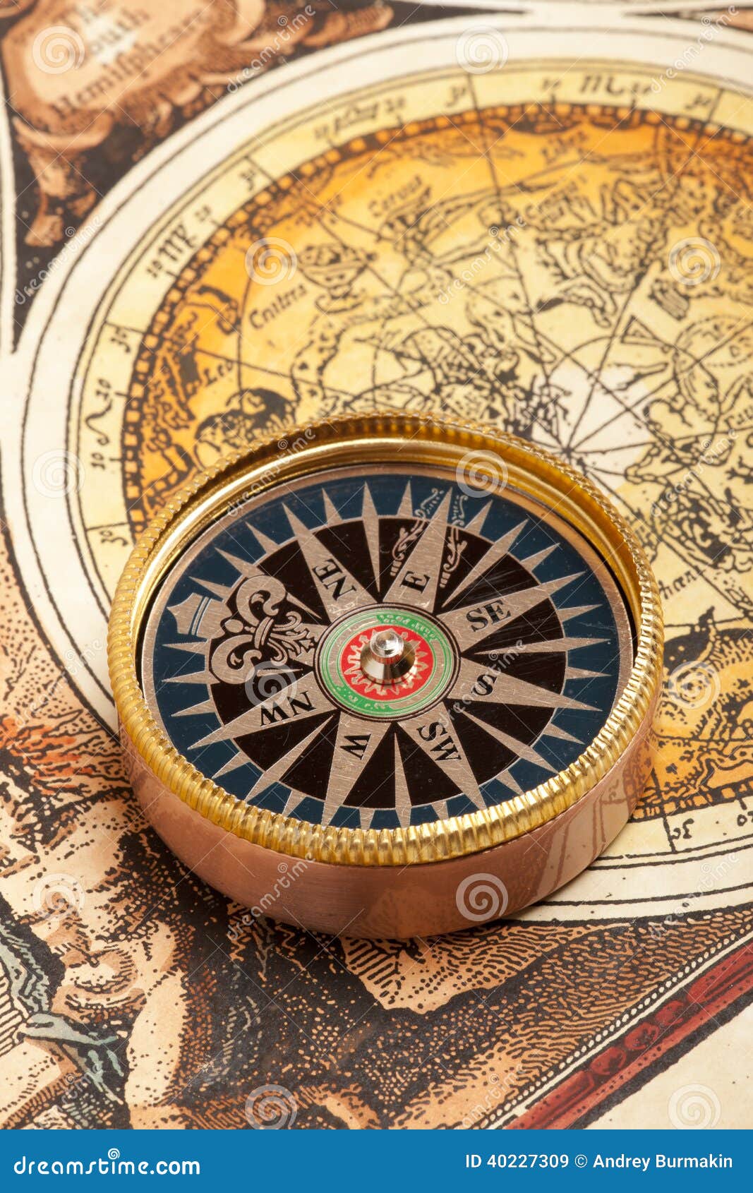 Vintage old compass stock image. Image of travel, nautical - 40227309