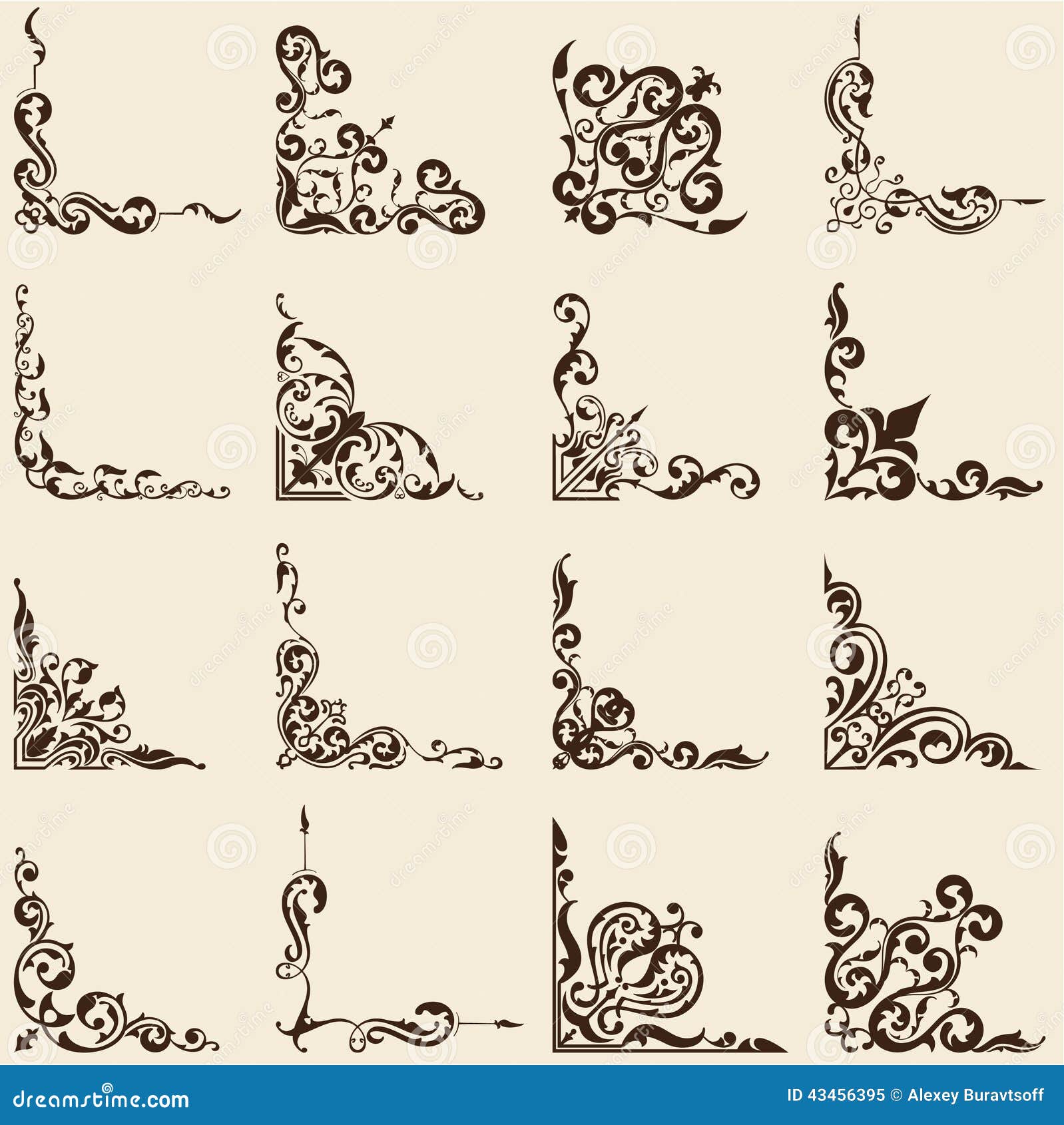 Vintage old corner set stock vector. Illustration of leaf - 43456395