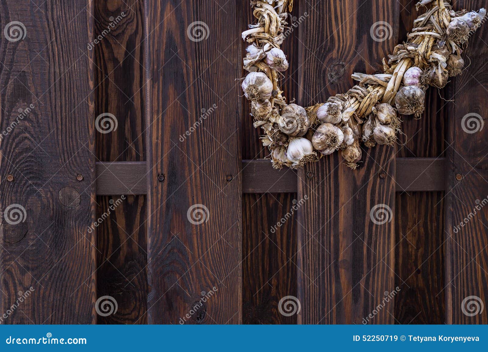 Vintage Old Fence and Bundle of Garlic Stock Image - Image of object ...