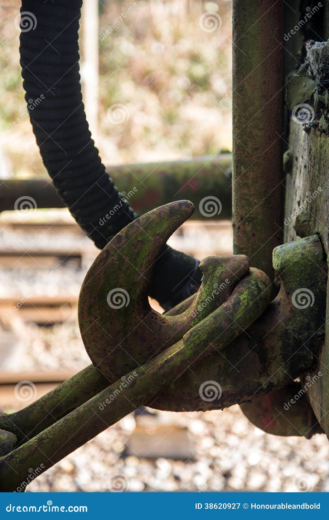 Vintage Old Hook and Link Train Coupling Joint Stock Image - Image of ...