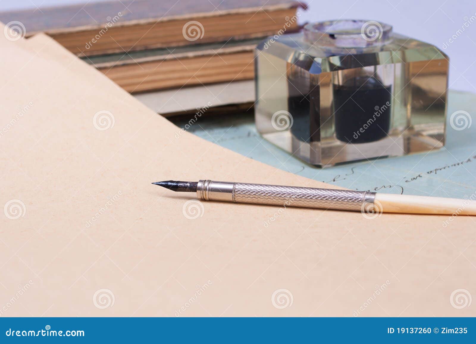 Vintage Old Ink Pen, Handwrite Letters Stock Photo - Image of frame ...