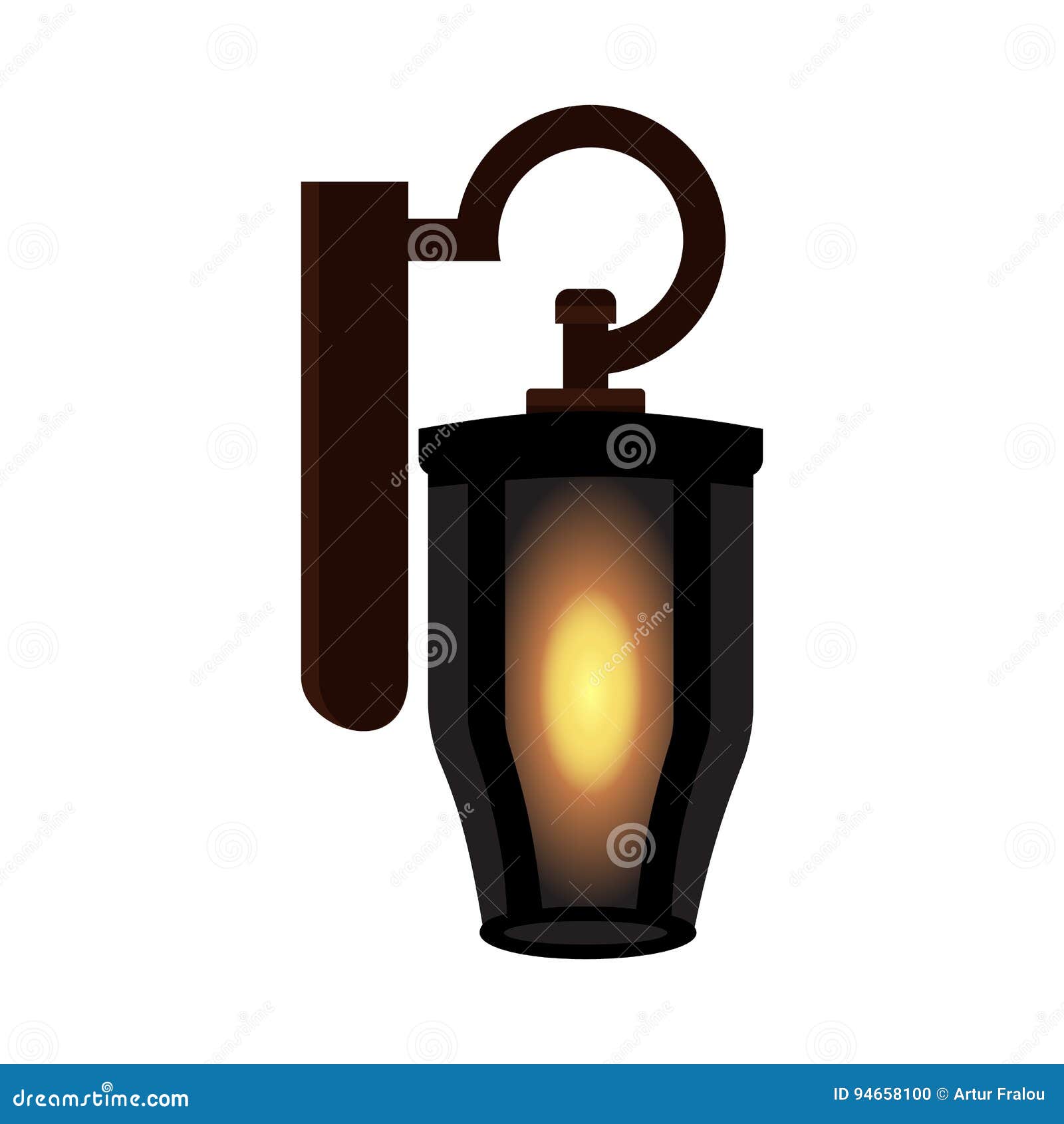 Vintage Old Lamp. Isolated Vector Illustration Stock Vector ...