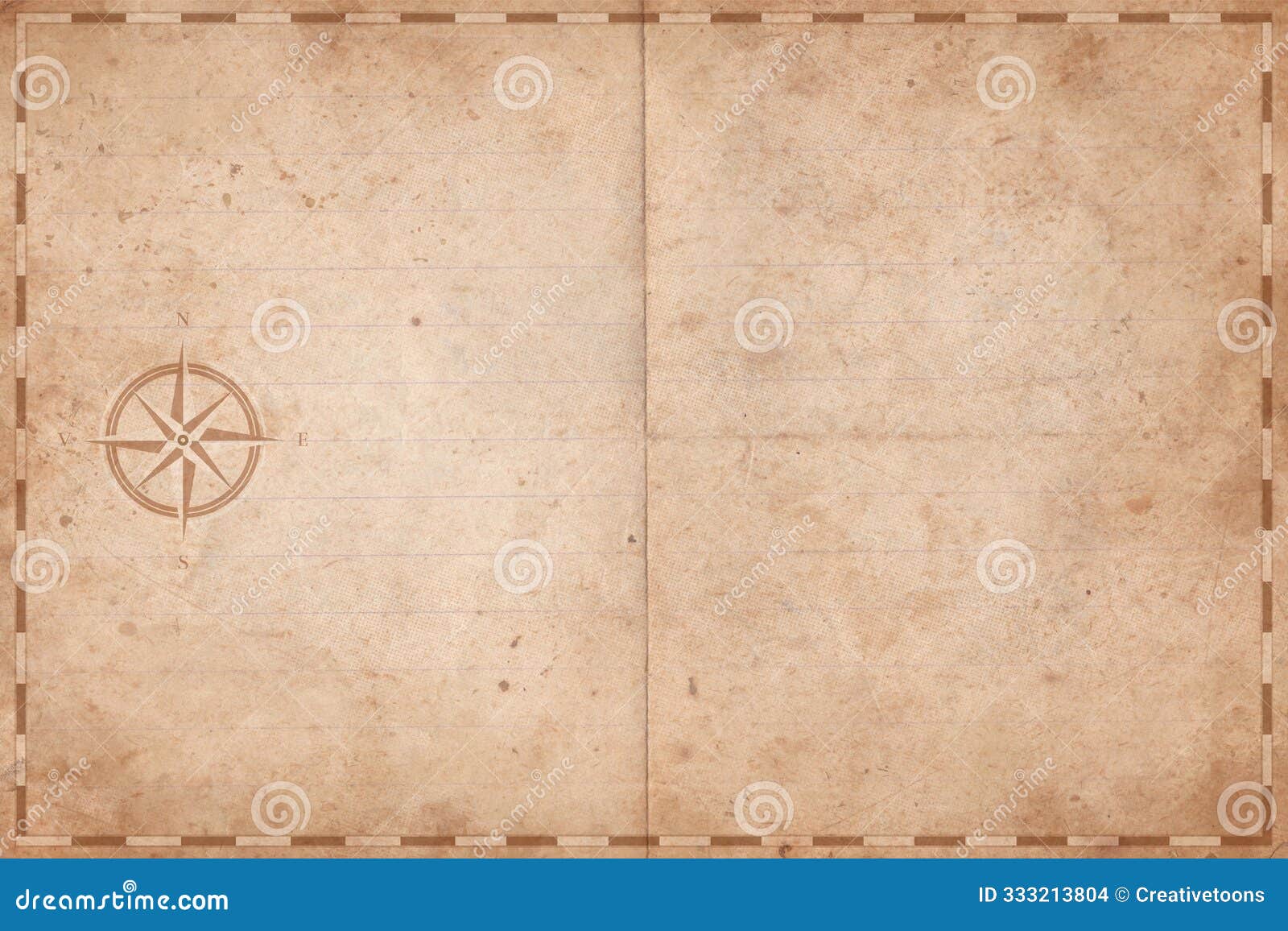 Vintage Old Map Empty Background. Blank Treasure Map on Old Folded ...