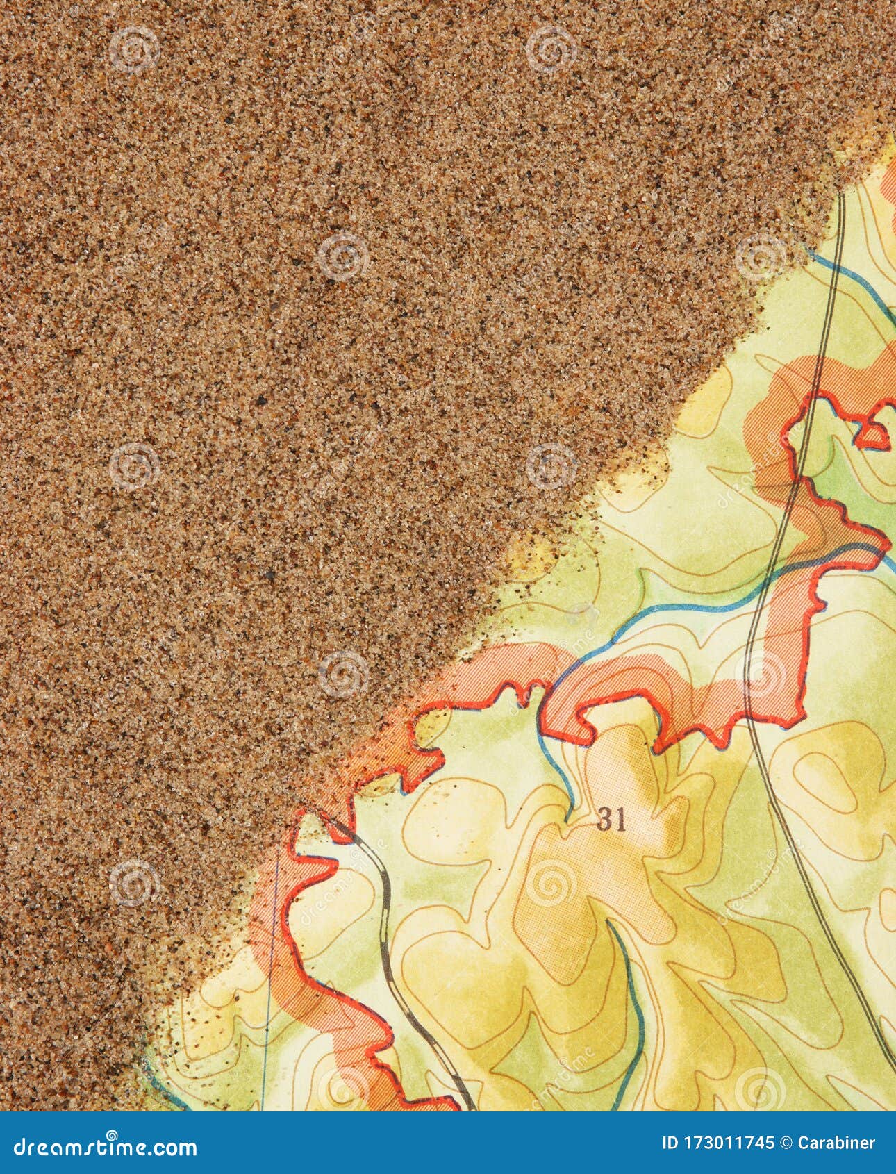 Vintage Old Map in the Sand Stock Image - Image of direction, north ...