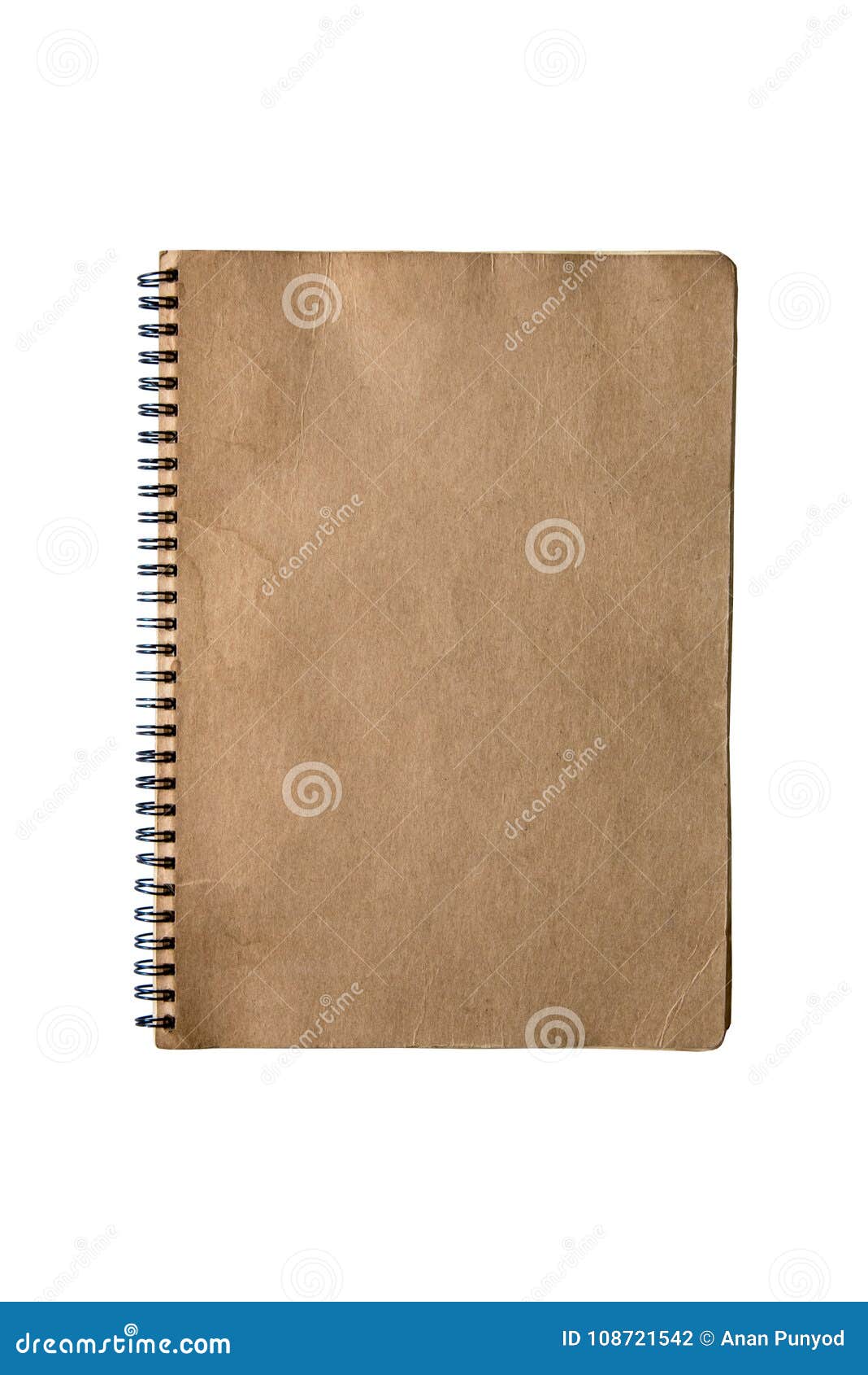 Vintage Old Notepad Brown Cover Isolate on White Background Stock Photo ...