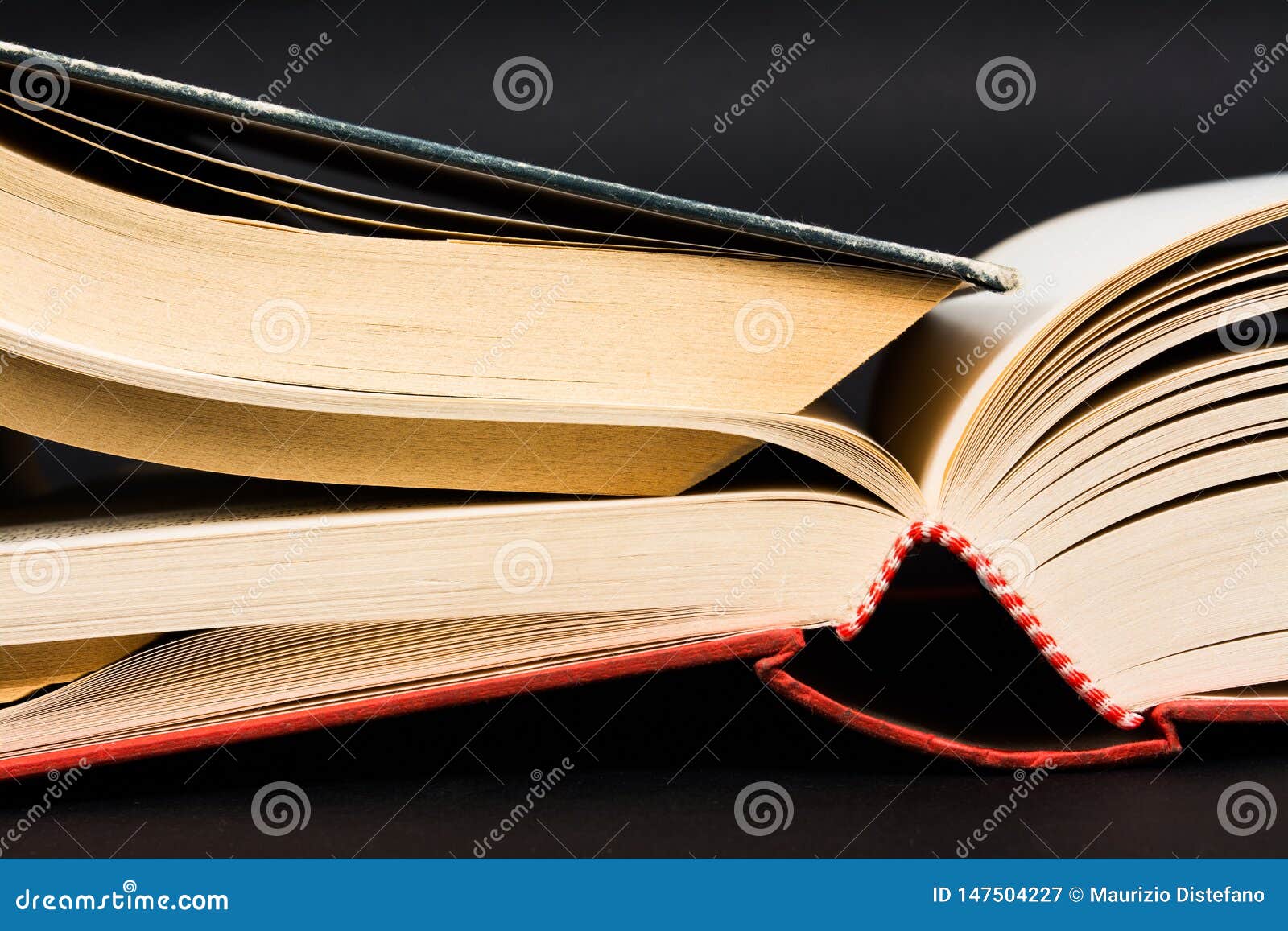 Vintage Old Open Book on Black Stock Image - Image of textbook, study ...