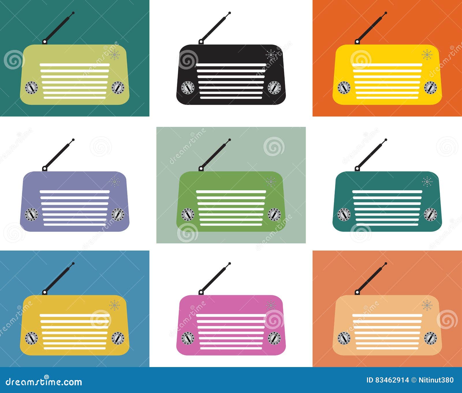 Vintage Old Radio Vector Illustration Stock Illustration - Illustration ...