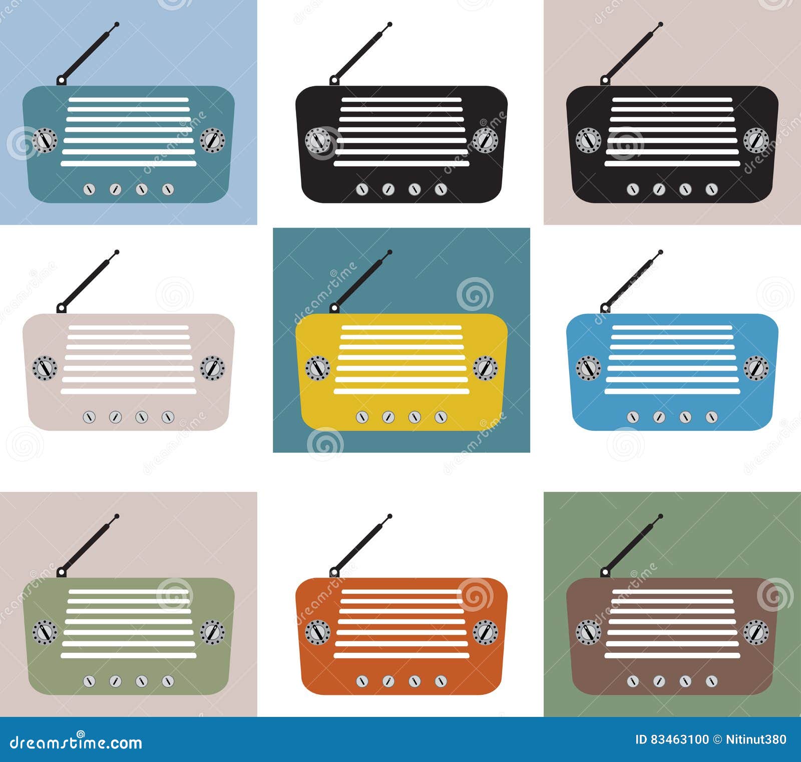 Vintage Old Radio Vector Illustration Stock Illustration - Illustration ...