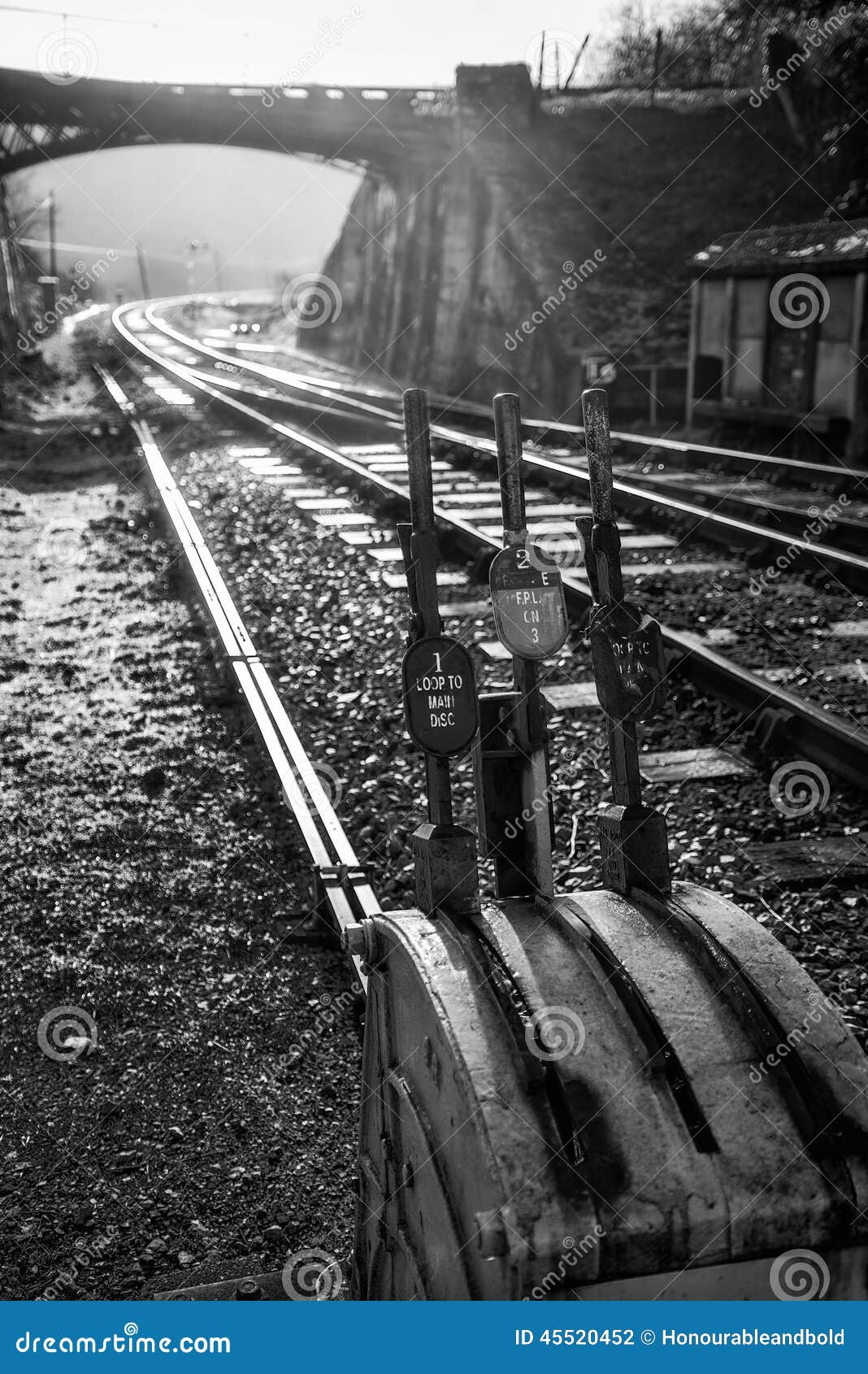 Vintage Old Railway Signal Point Switch Handles Black and White Stock ...