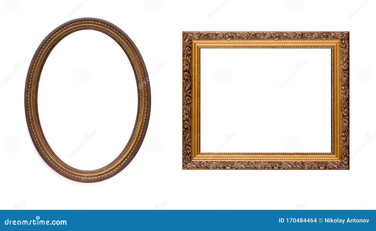 Vintage Old Retro Wooden Frames Isolated on White Stock Photo - Image ...
