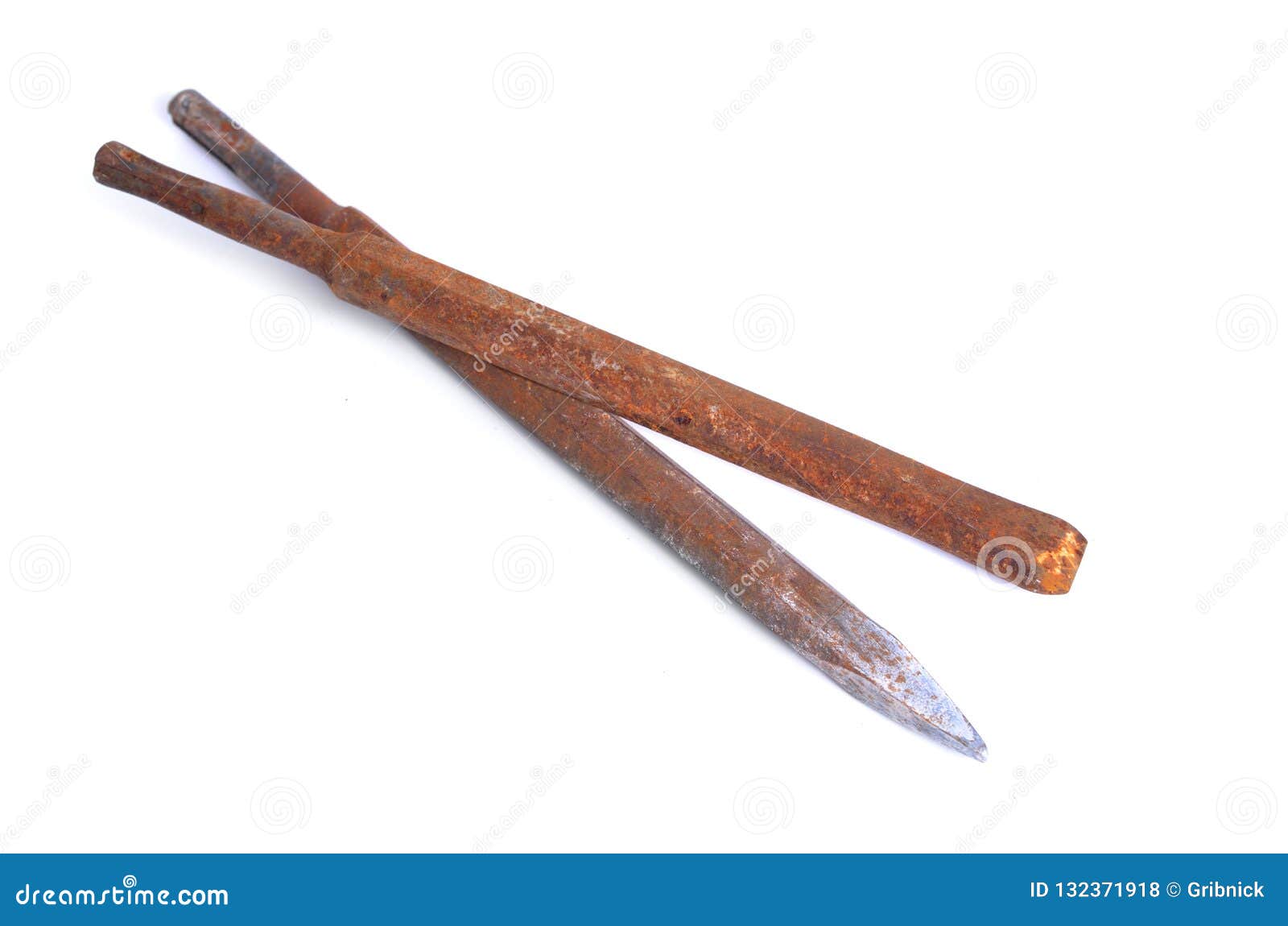 Vintage Old Rustic Chisel. Isolated on White Stock Photo - Image of ...