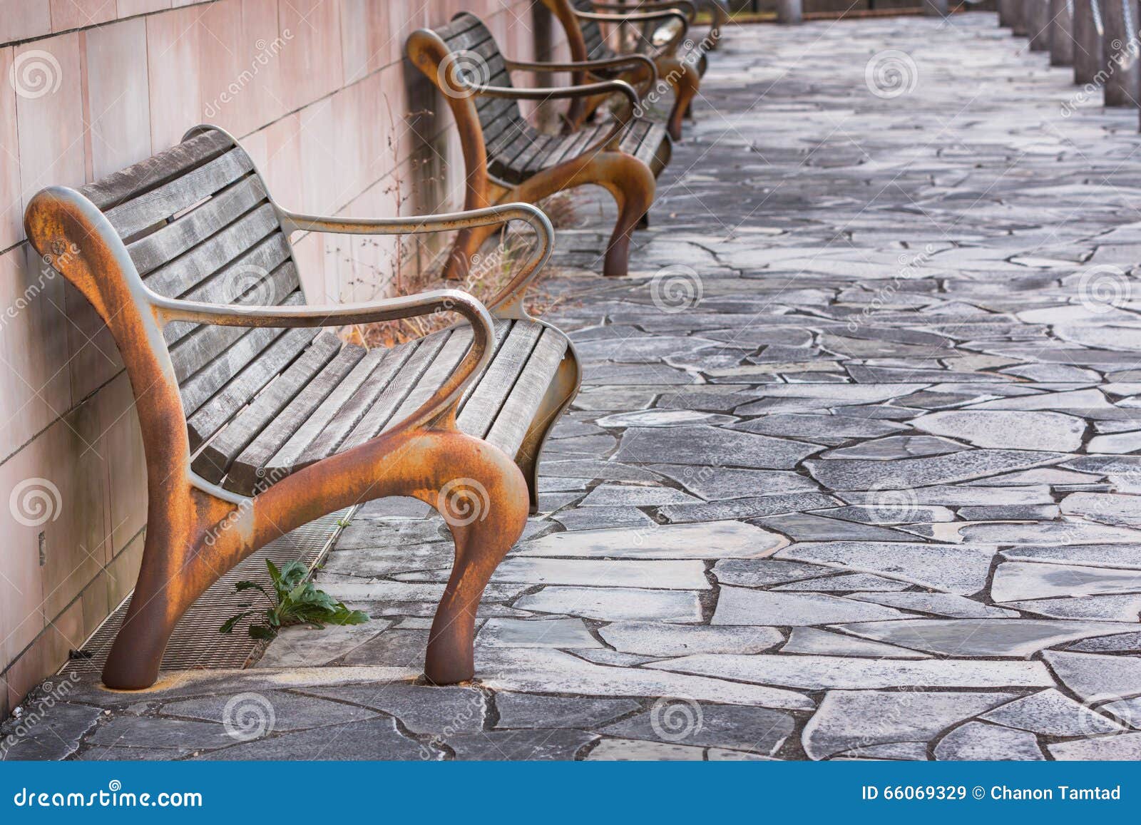 Vintage old rusty bench. stock image. Image of brick - 66069329