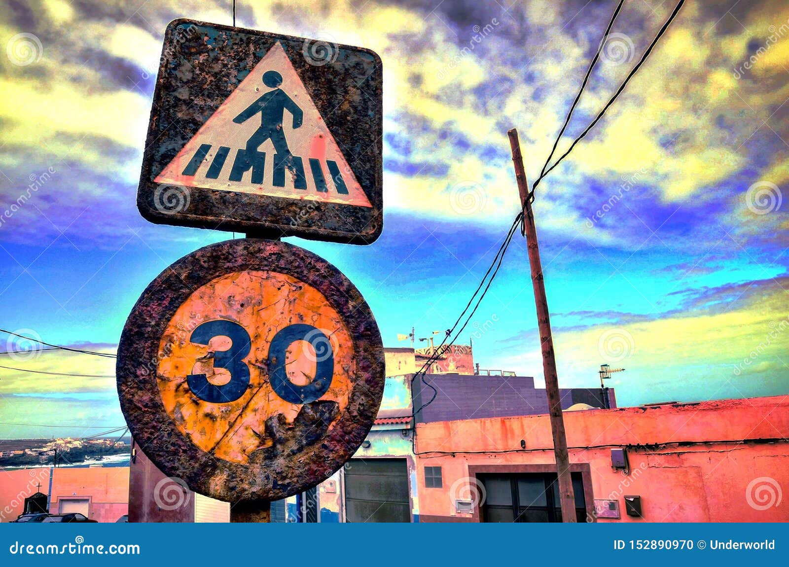Vintage Old Rusty Road Sign Stock Photo - Image of sign, plate: 152890970