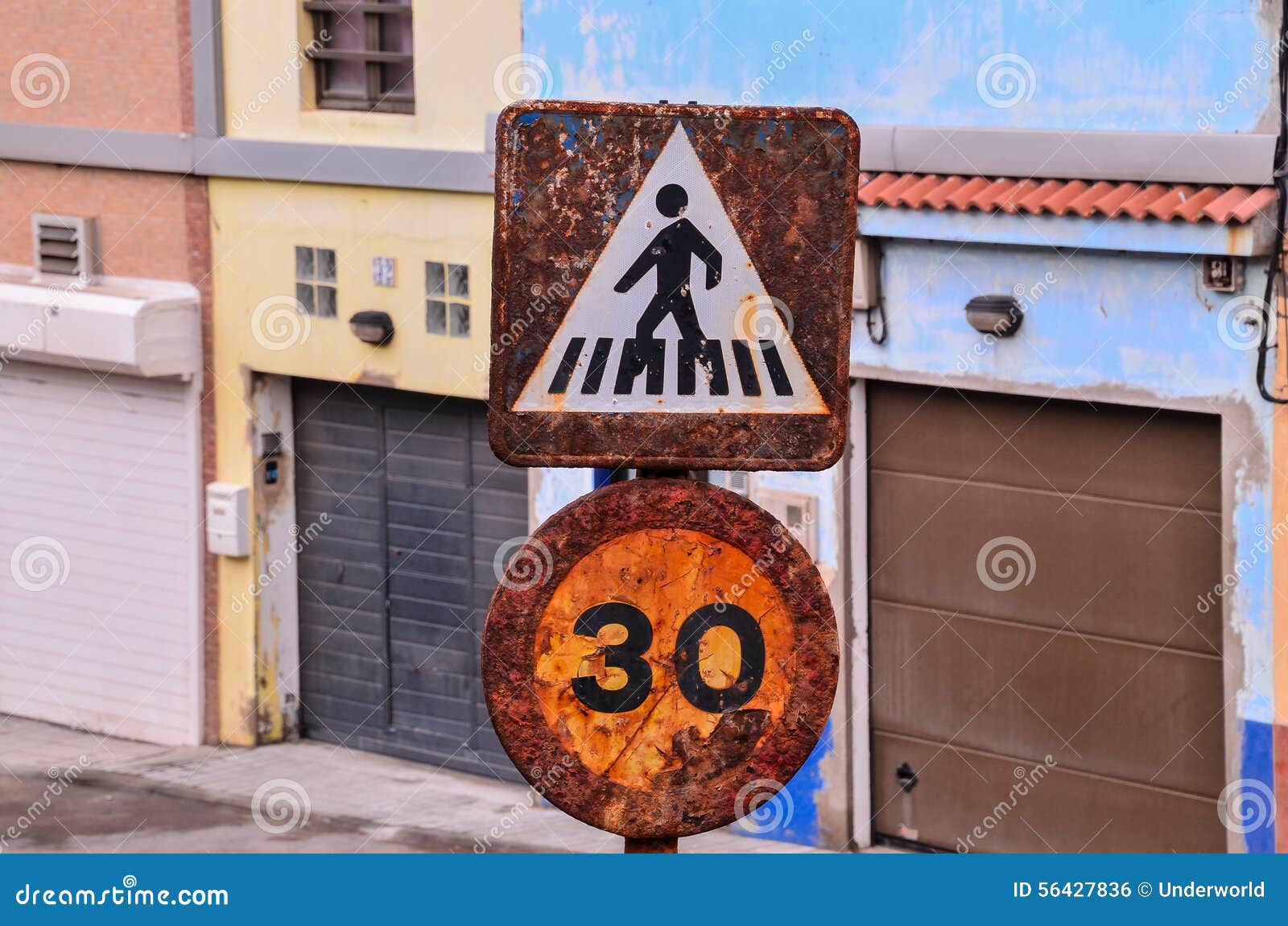 Vintage Old Rusty Road Sign Stock Photo - Image of information, text ...
