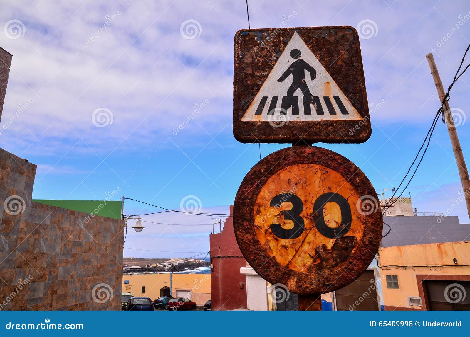 Vintage Old Rusty Road Sign Stock Photo - Image of weathered, plate ...