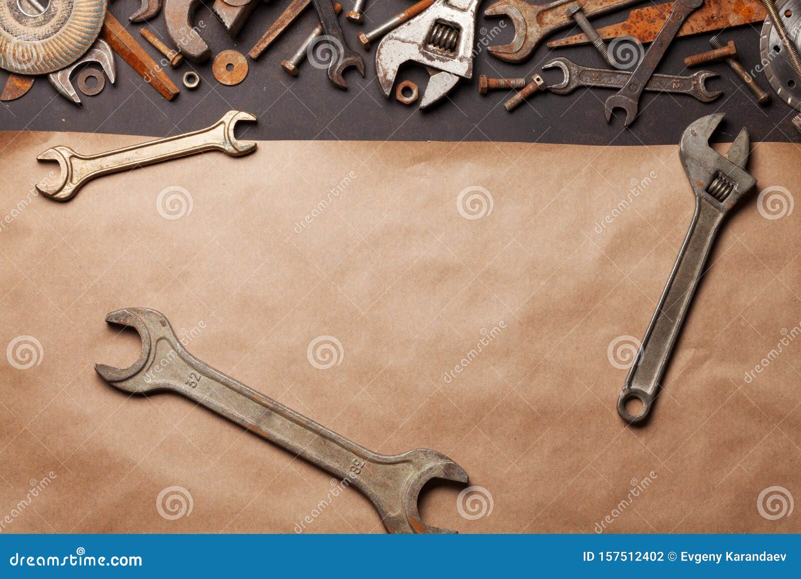 Vintage tools stock photo. Image of background, construction - 157512402
