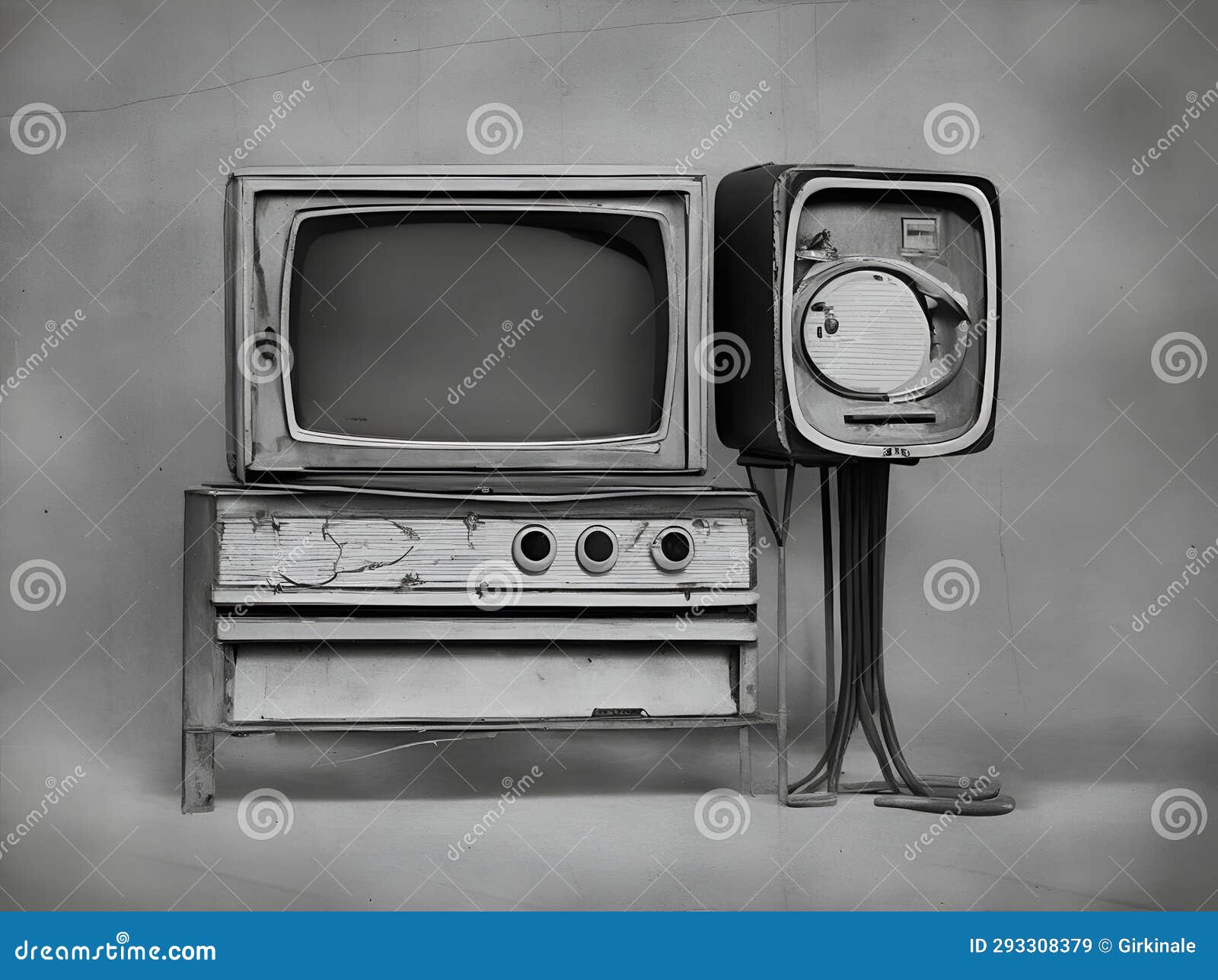 Vintage Old TV. Ai Generated Stock Illustration - Illustration of ...