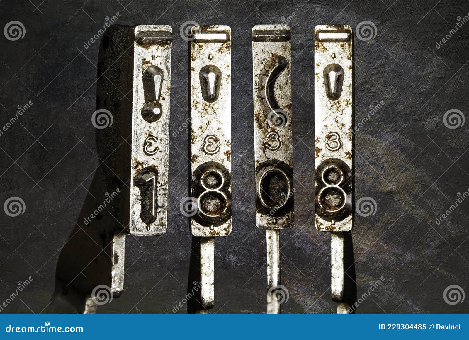 Vintage Old Typewriter Hammers with the Date 1808 Stock Image - Image ...